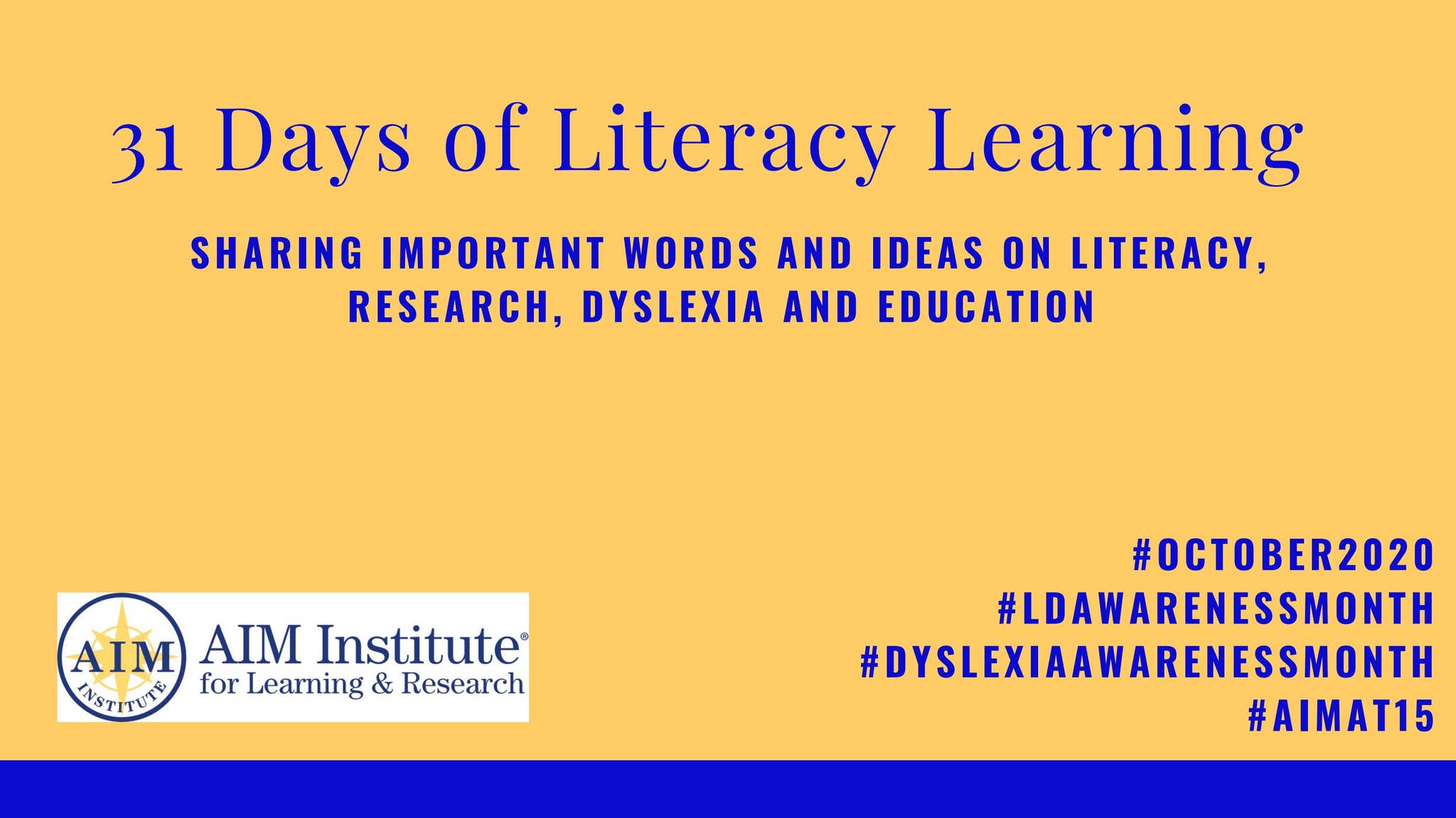 31 Days of Literacy Learning from AIM by AIM Academy and AIM Institute ...