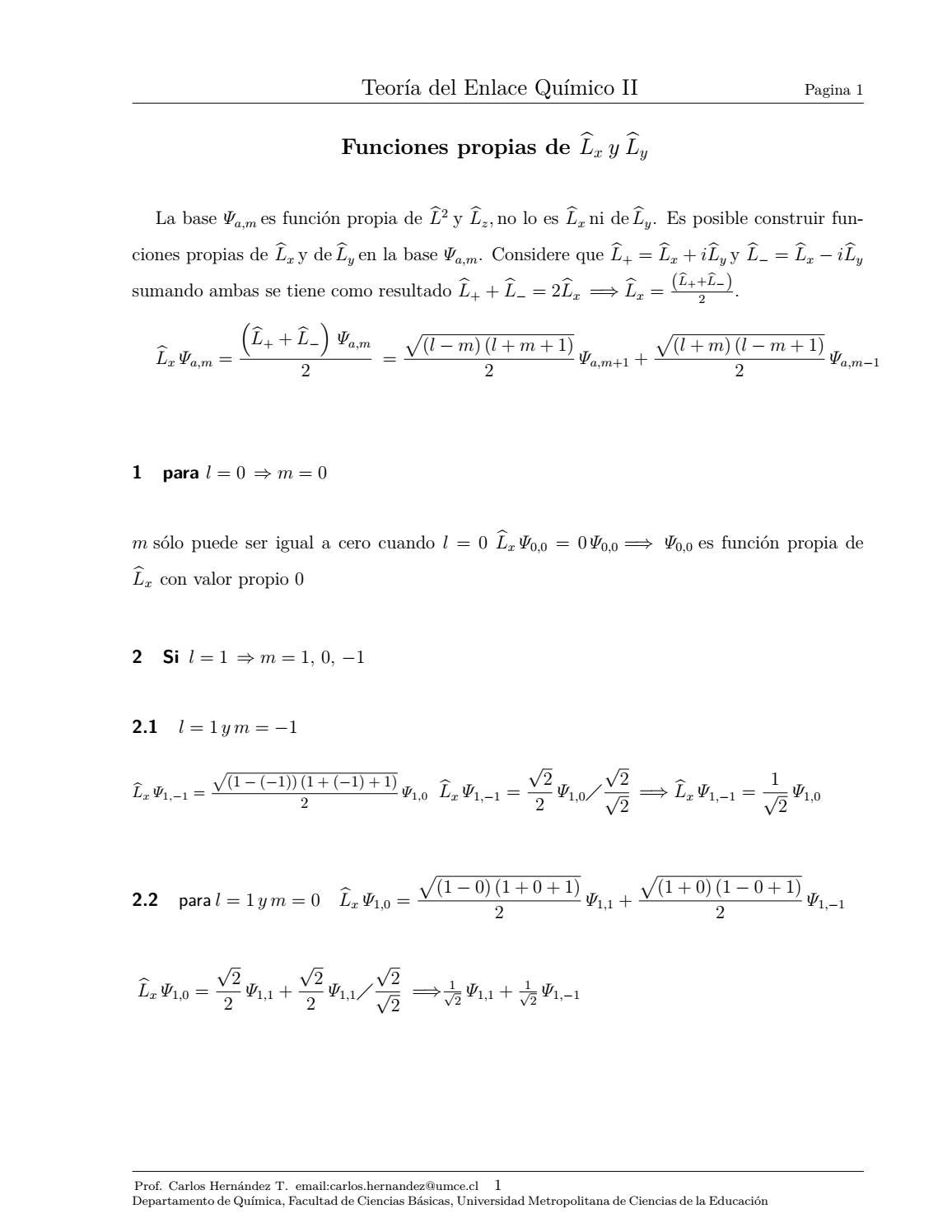 Funciones propias de Lx y Ly en la base de las funciones propias de Lz ...