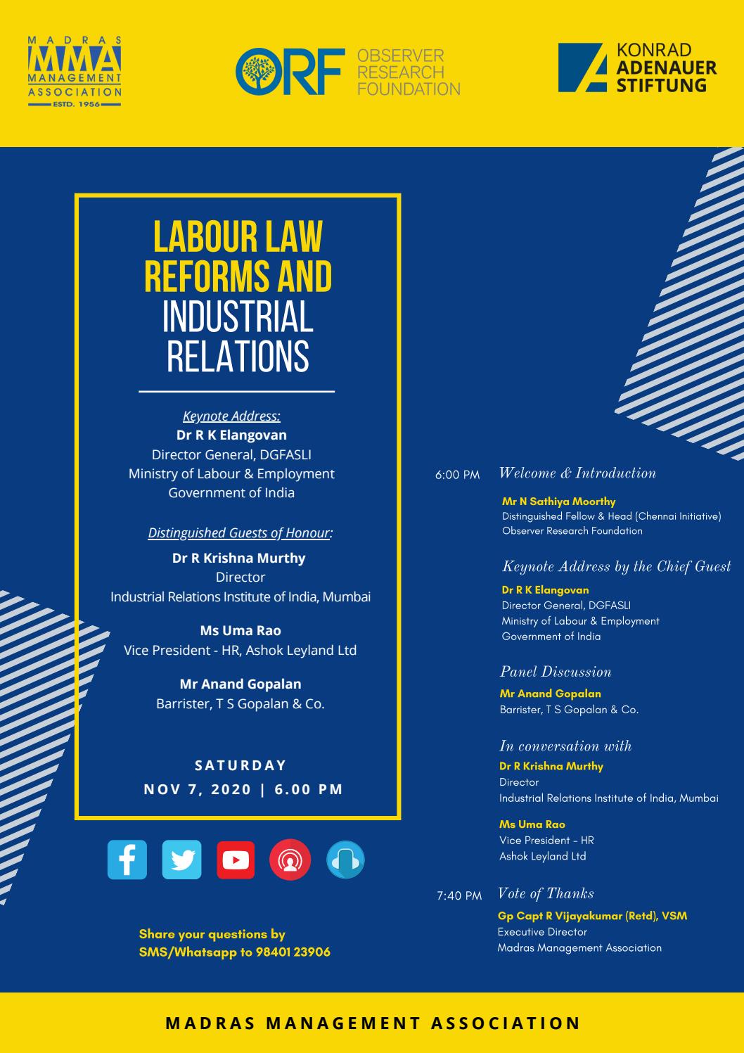 Labour Law Reforms and Industrial Relations - 7 November 2020 by Madras ...