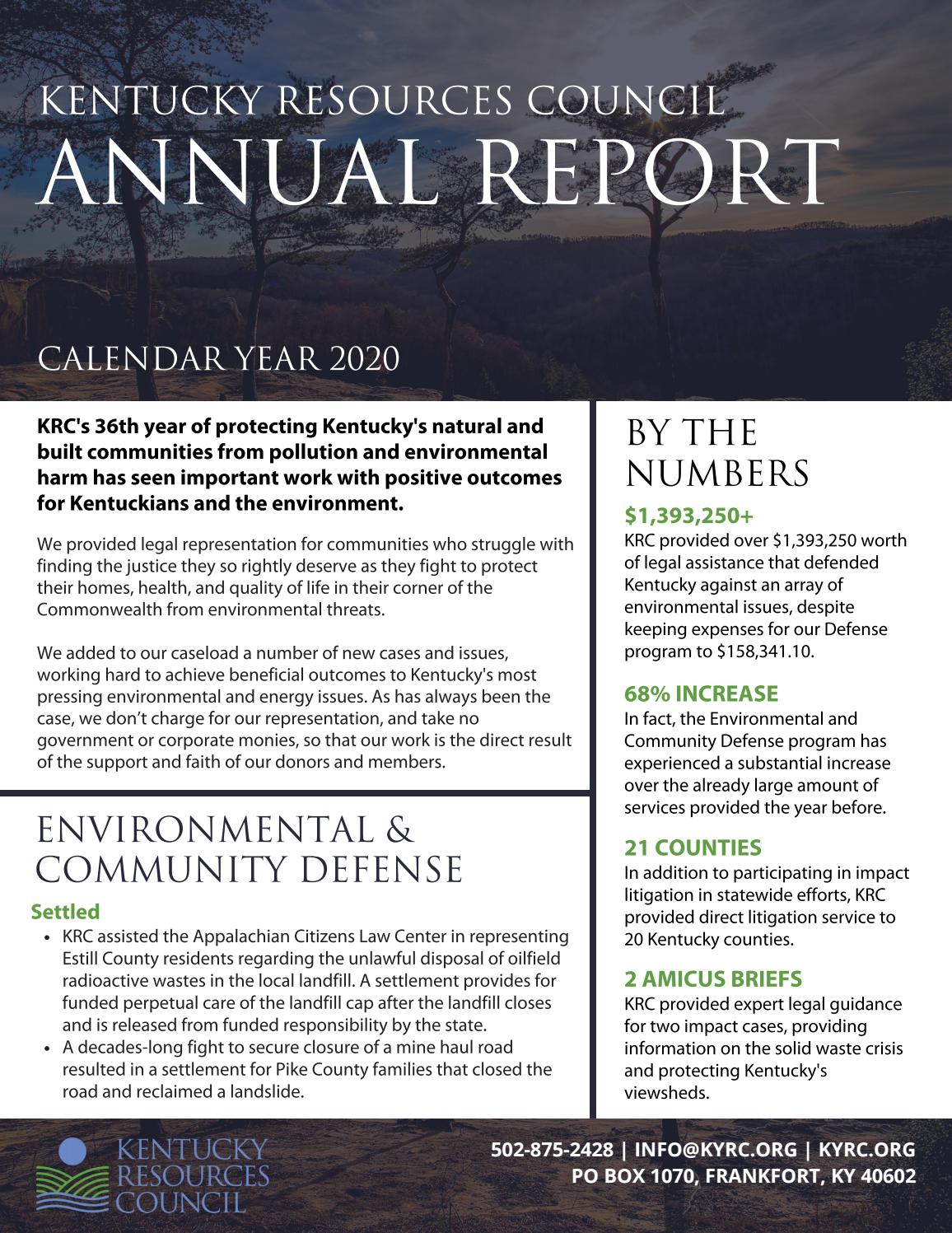 Kentucky Resources Council - Annual Report 2020 by kyresources - Issuu