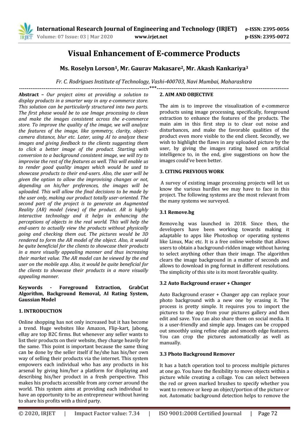 IRJET- Visual Enhancement of E-Commerce Products by IRJET Journal - Issuu