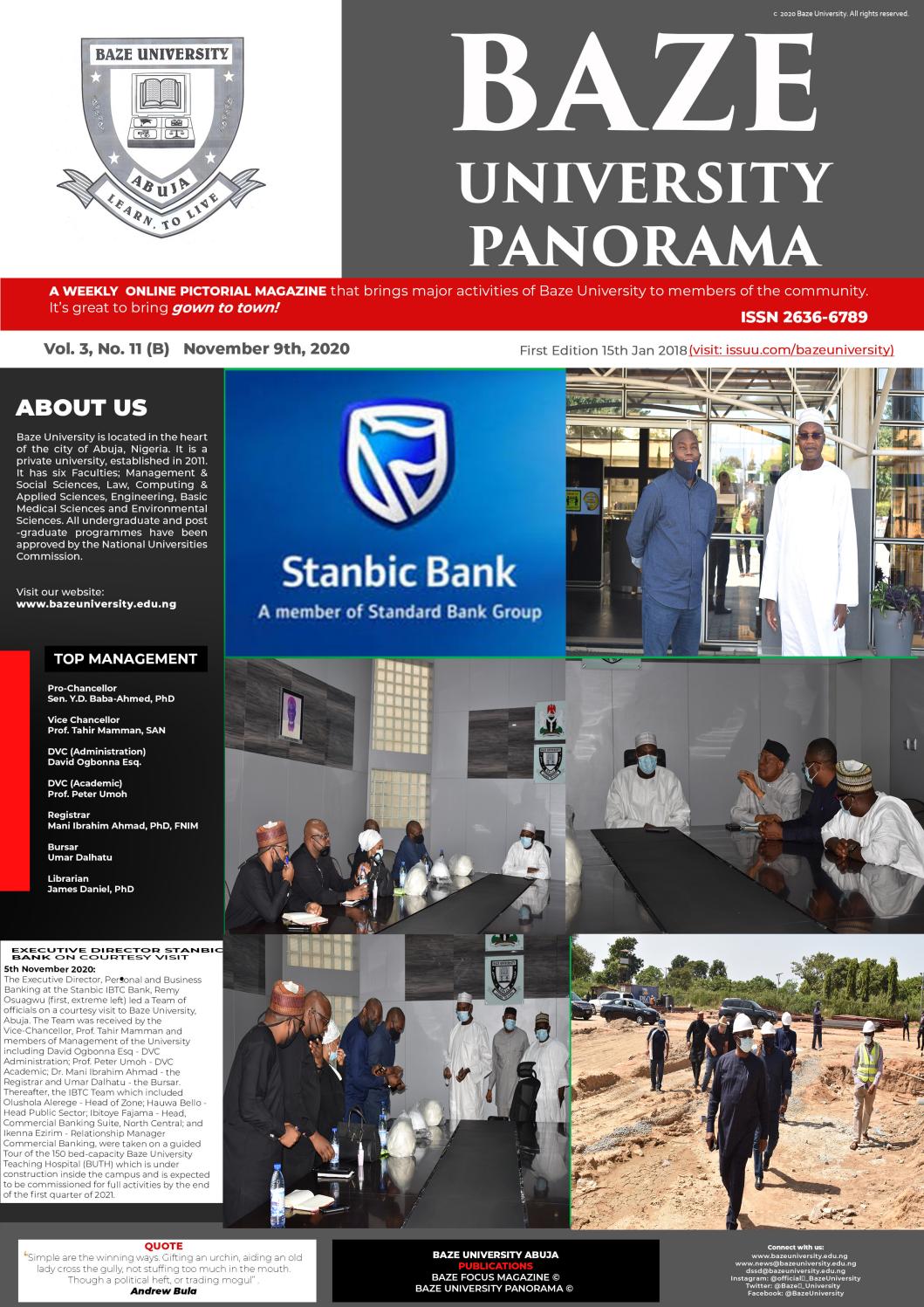 BAZE UNIVERSITY PANORAMA NEWS (9th November 2020) by Baze University ...