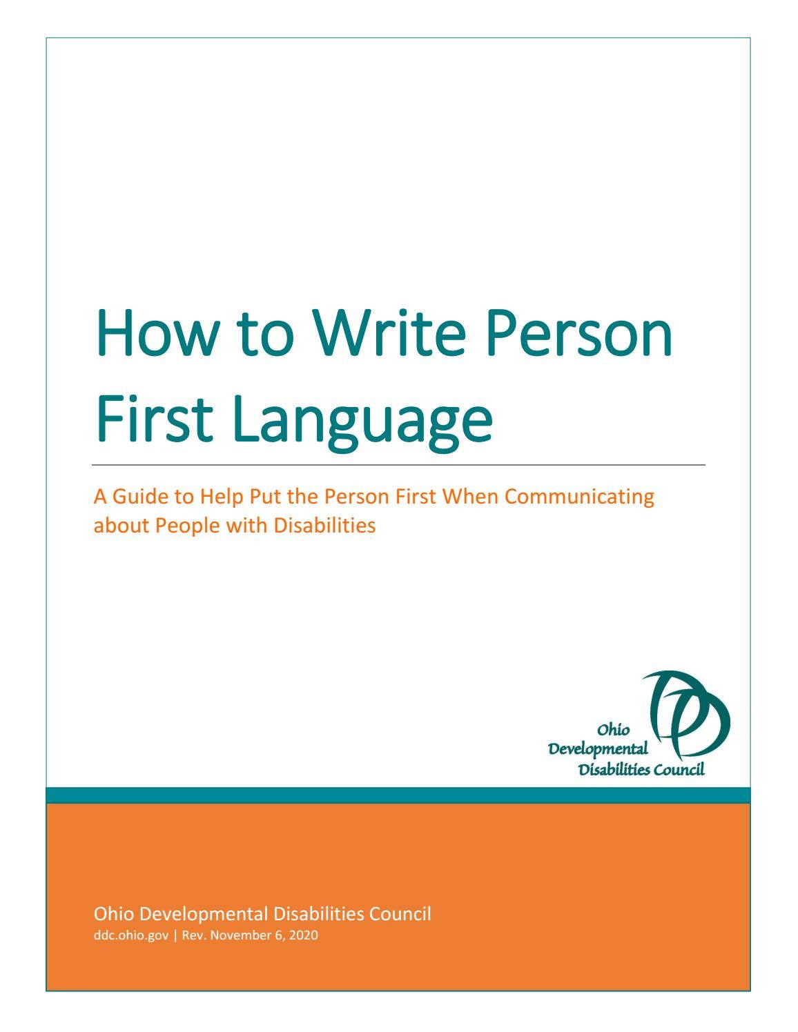 How to Write Person First Language by Ohio Developmental Disabilities ...