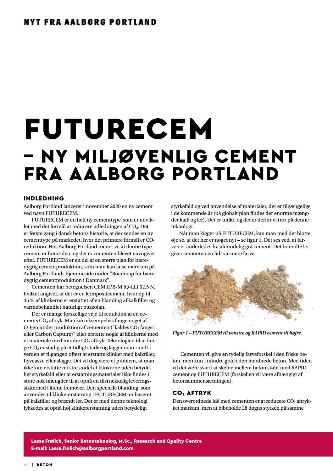 FUTURECEM - ny miljøvenlig cement fra Aalborg Portland by Aalborg ...