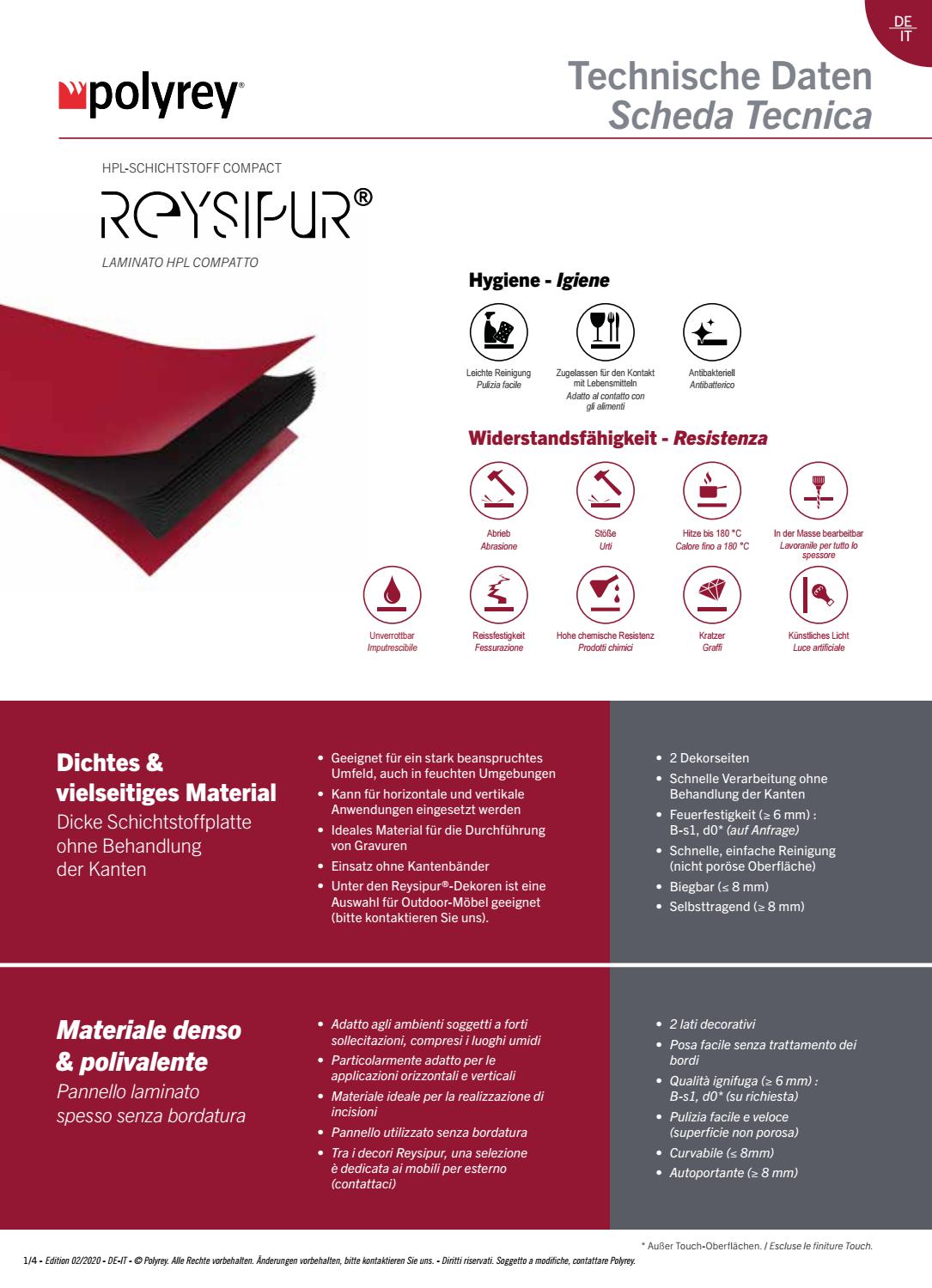 POLYREY - FICHE TECHNIQUE - Reysipur - DE IT by Wilsonart - Issuu