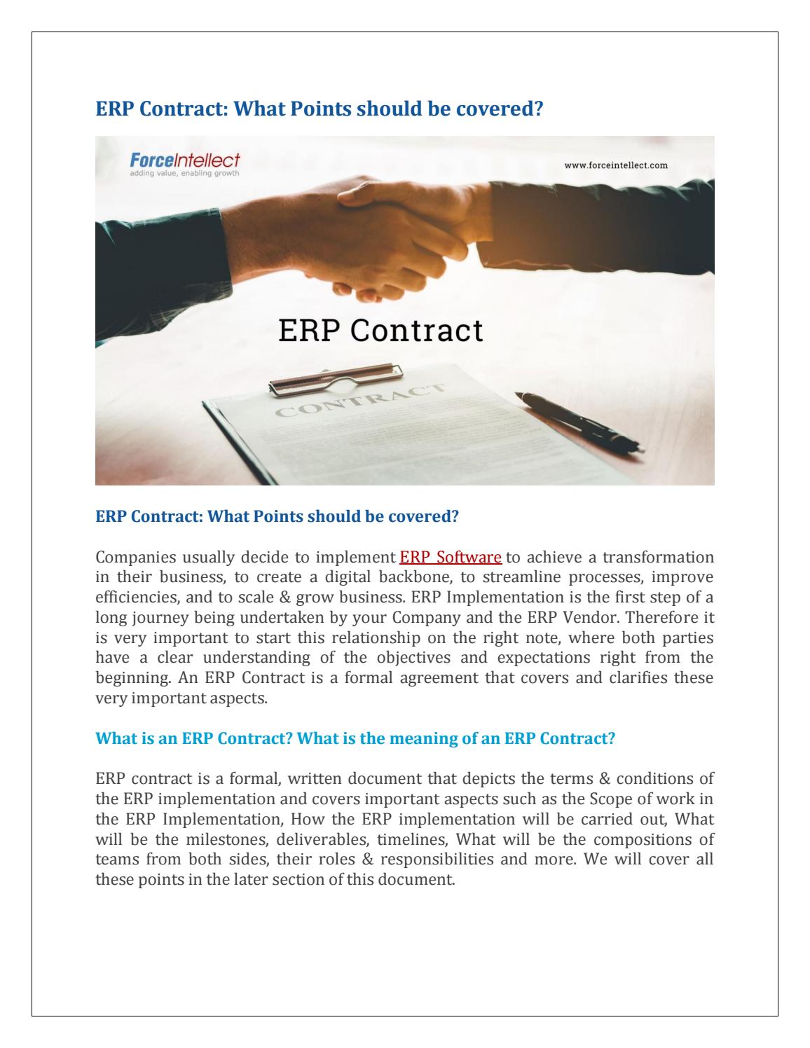 What Is An Erp Contract What Points Should Be Covered By Force Intellect Issuu 