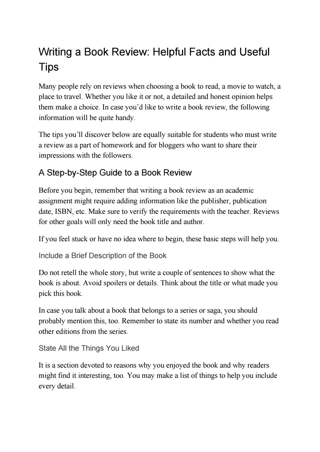 Writing A Book Review Helpful Facts And Useful Tips By Mypaxa Issuu