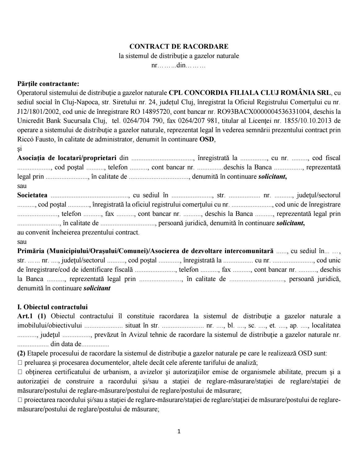 CONTRACT DE RACORDARE CPL Romania by CPL CONCORDIA - Issuu