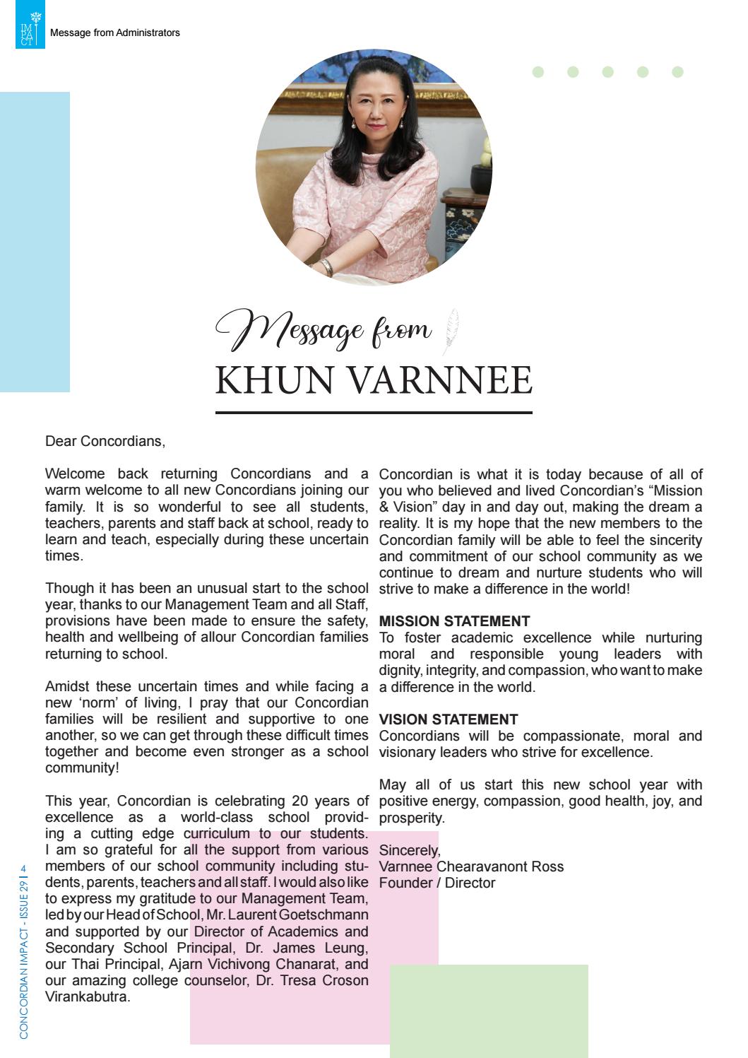 Message from Director by Concordian International School - Issuu