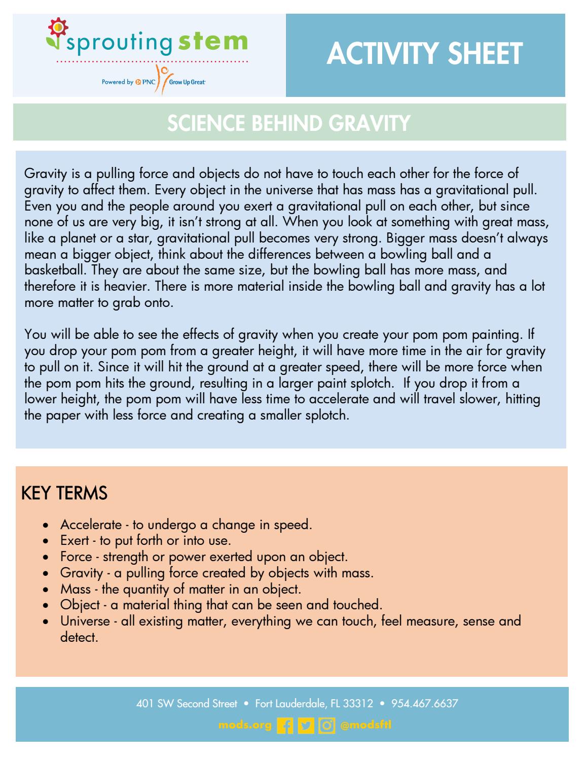 Virtual Sprouting STEM: Gravity Activity Sheet by MODS - Issuu
