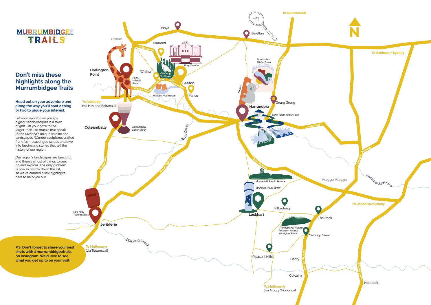Murrumbidgee Trails - Highlights map by Lockhart Shire - Issuu