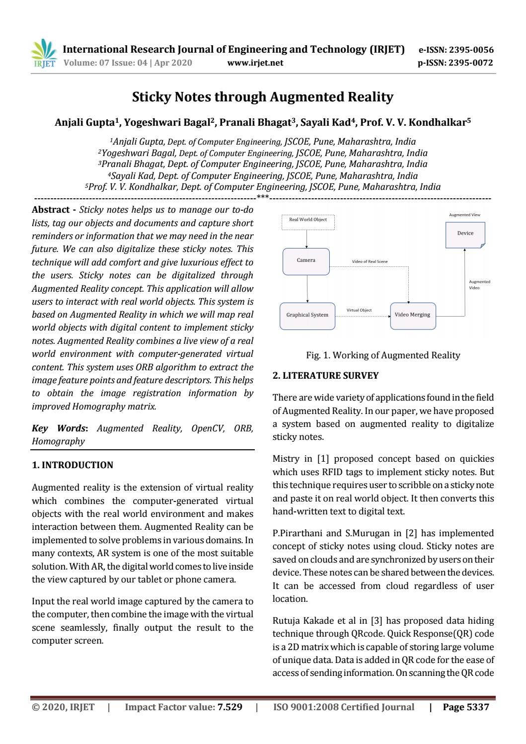 IRJET- Sticky Notes through Augmented Reality by IRJET Journal - Issuu