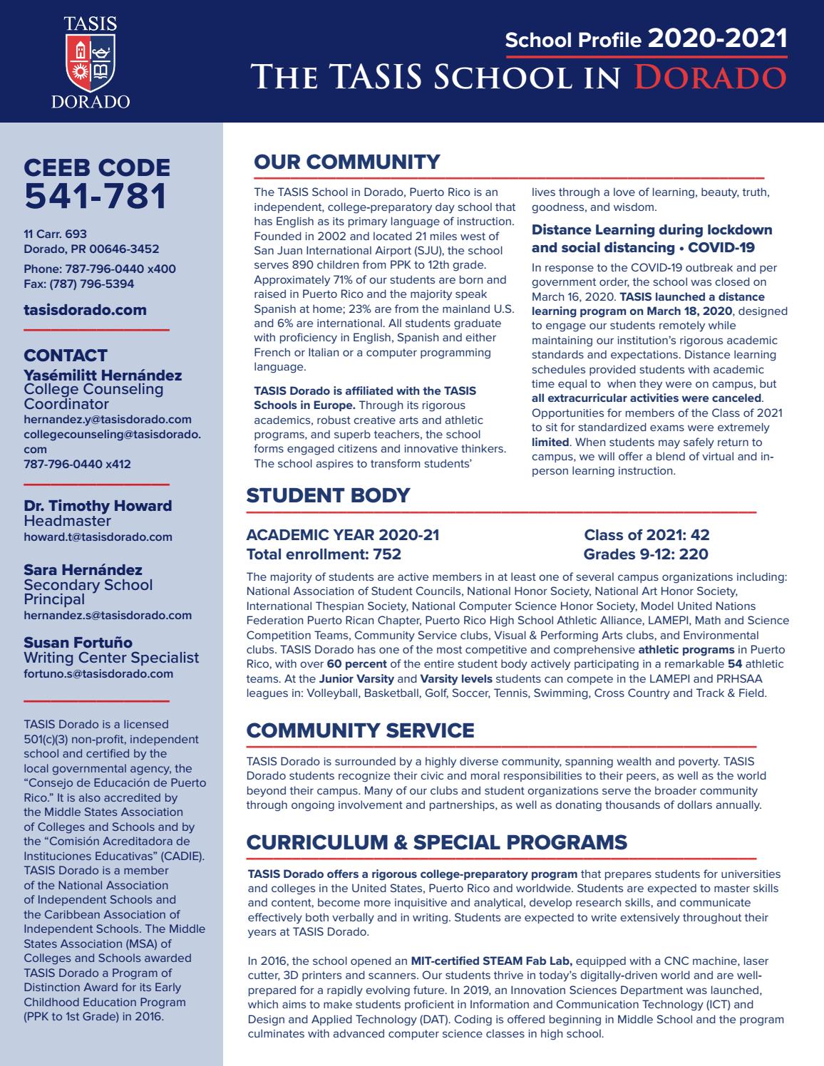 TASIS Dorado School Profile 2020-2021 by TASIS Dorado - Issuu