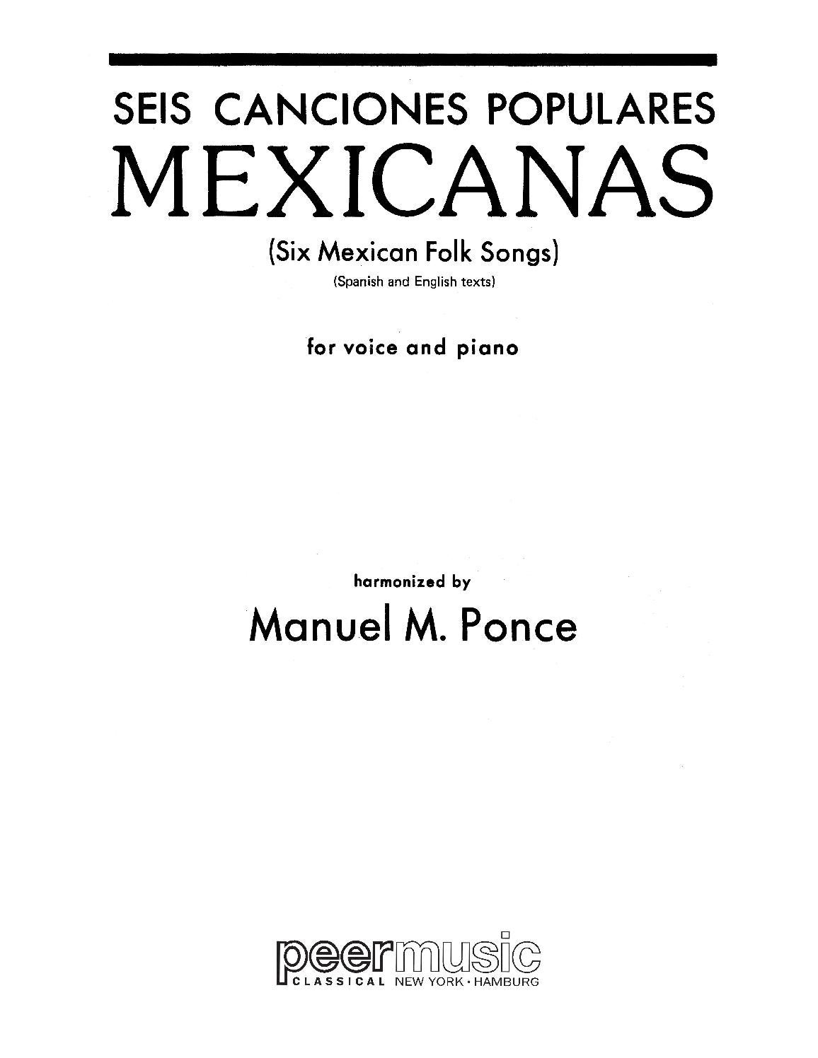 Ponce - Seis Canciones Populares Mexicanas by Peermusic Classical - Issuu