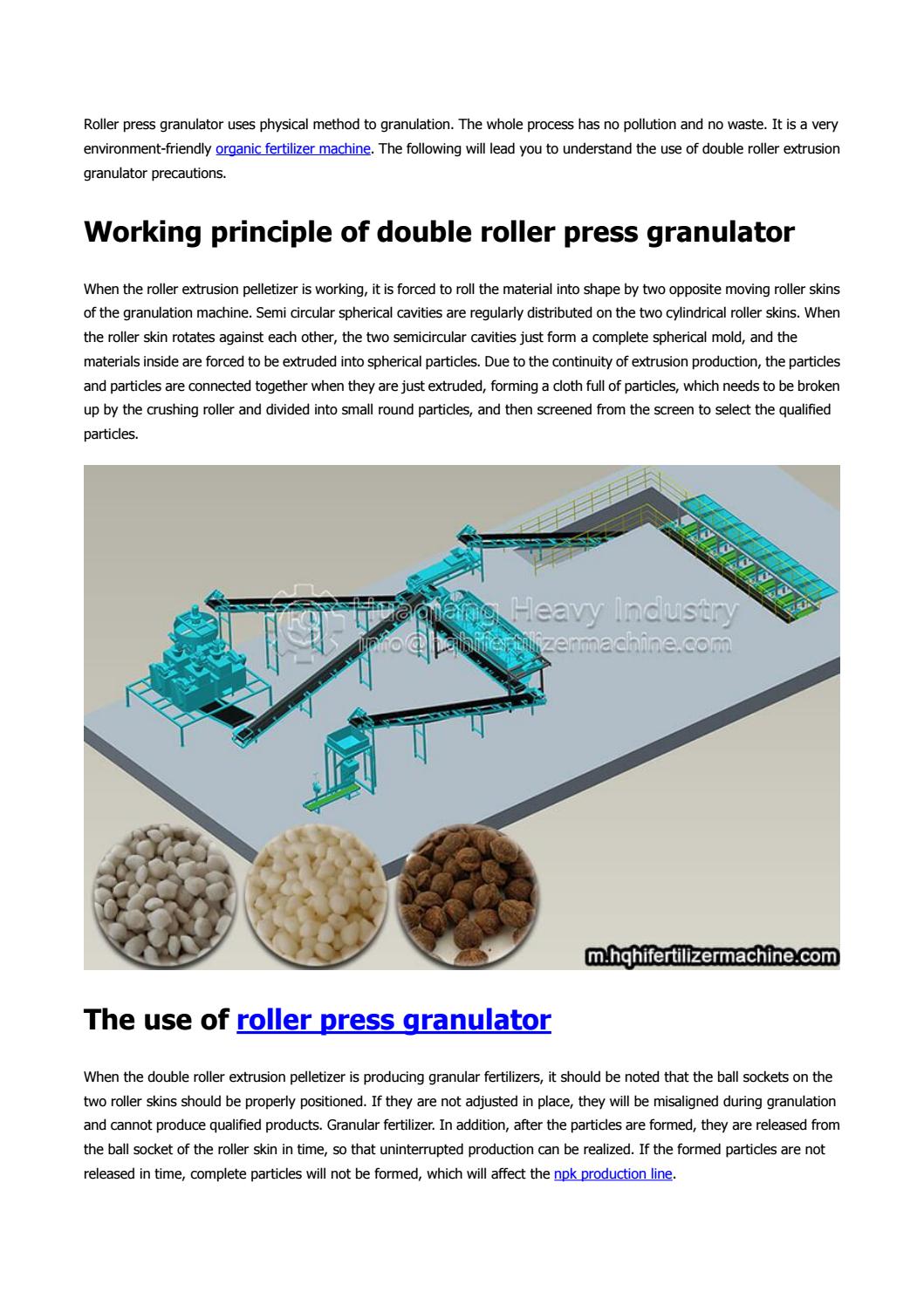 Points for attention in roller extrusion granulation by solution ...