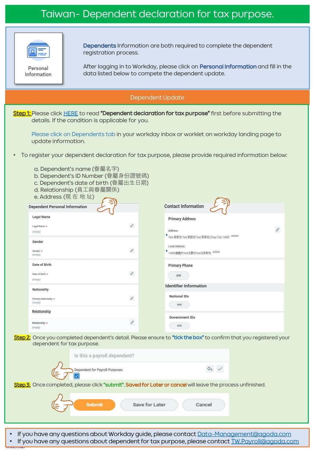 Workday manual guide for how to update dependent declaration for tax purposes. by Agoda ...