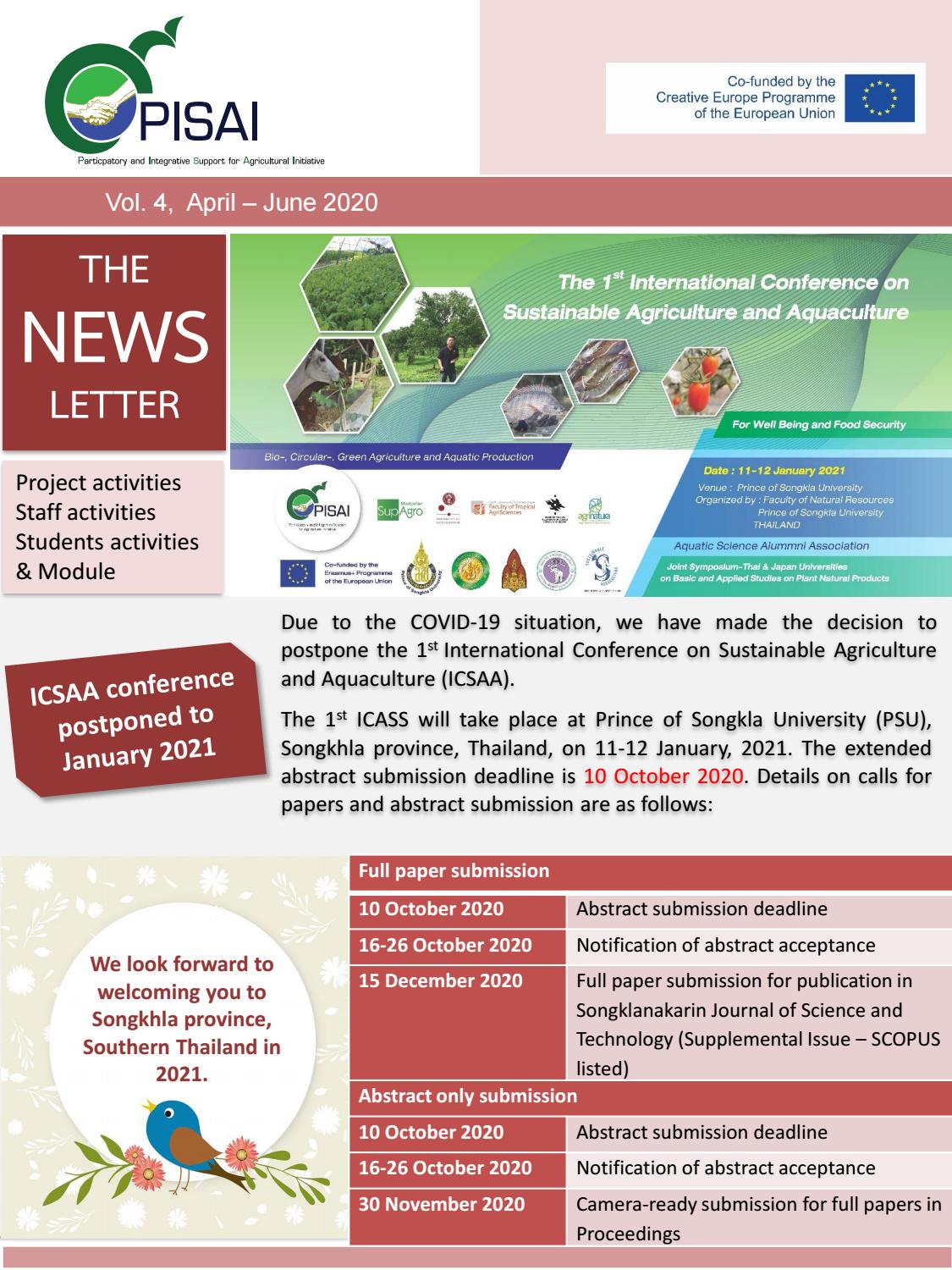 PISAI NEWS LETTER Vol. 4, April - June 2020 by terdpong.bird - Issuu