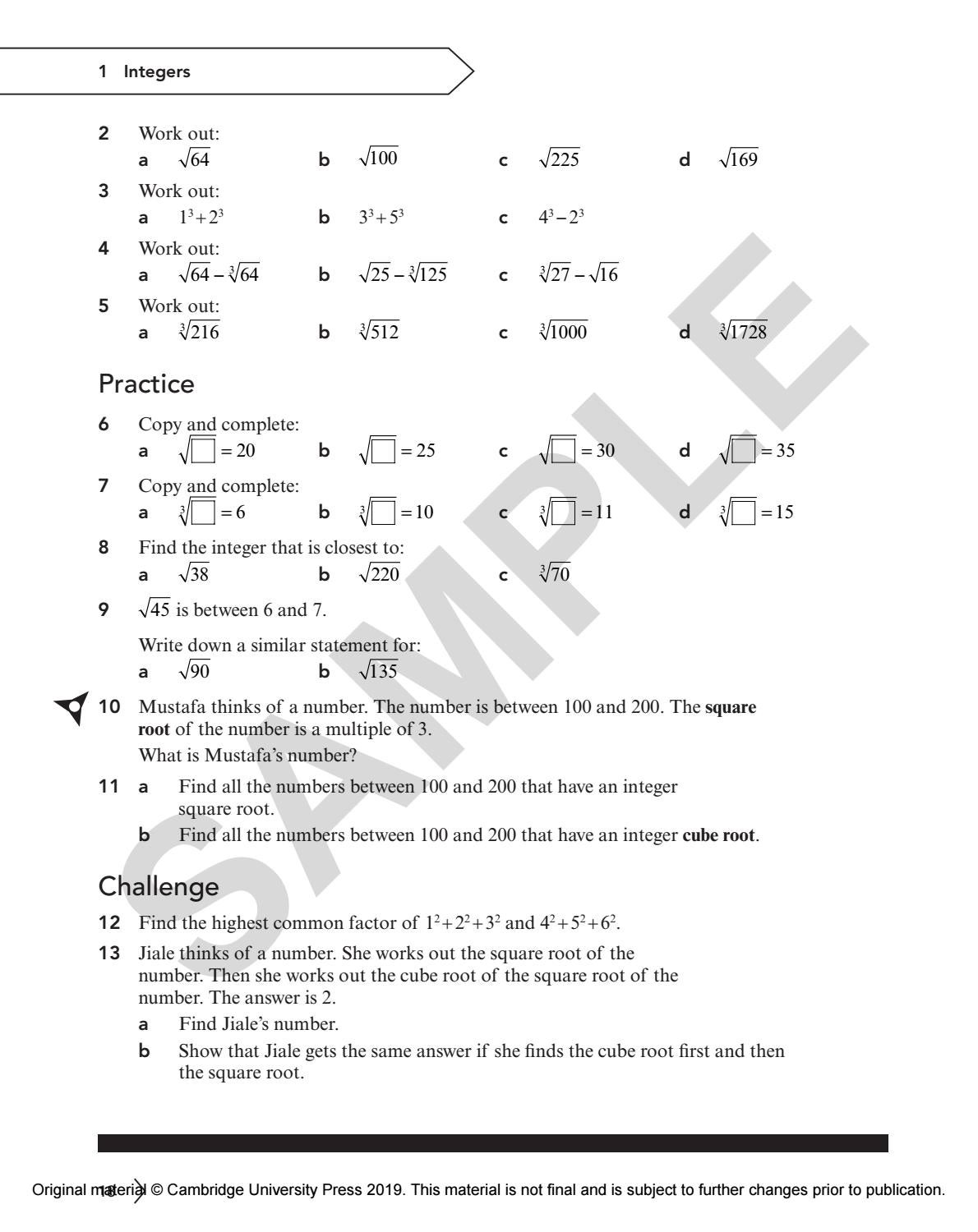 Lower Secondary Mathematics WORKBOOK 7 Sample by Cambridge University ...