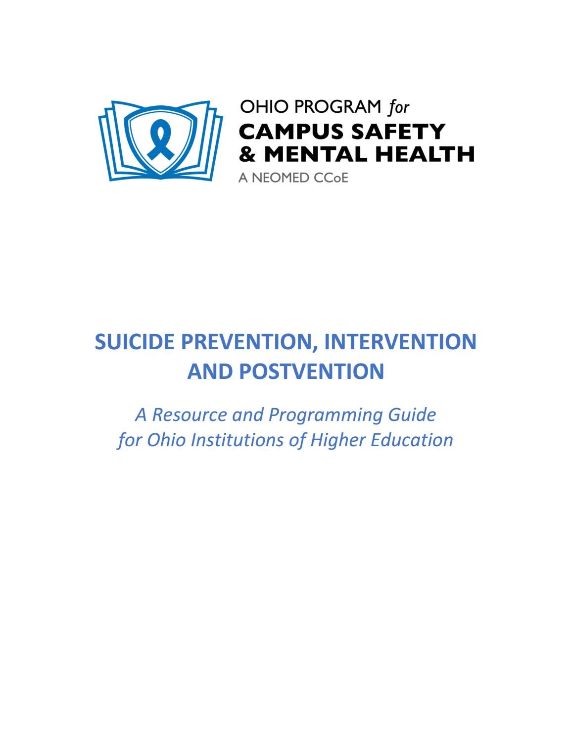 SUICIDE PREVENTION, INTERVENTION AND POSTVENTION: A Resource and ...