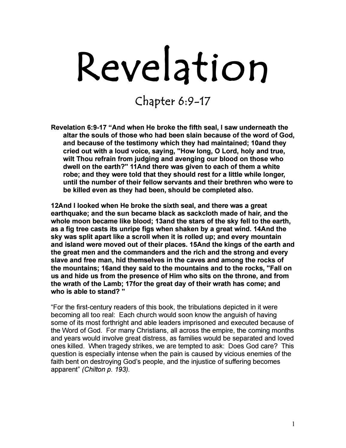 Revelation Chapter 6:9-17/Commentary by Mark Dunagan - Issuu
