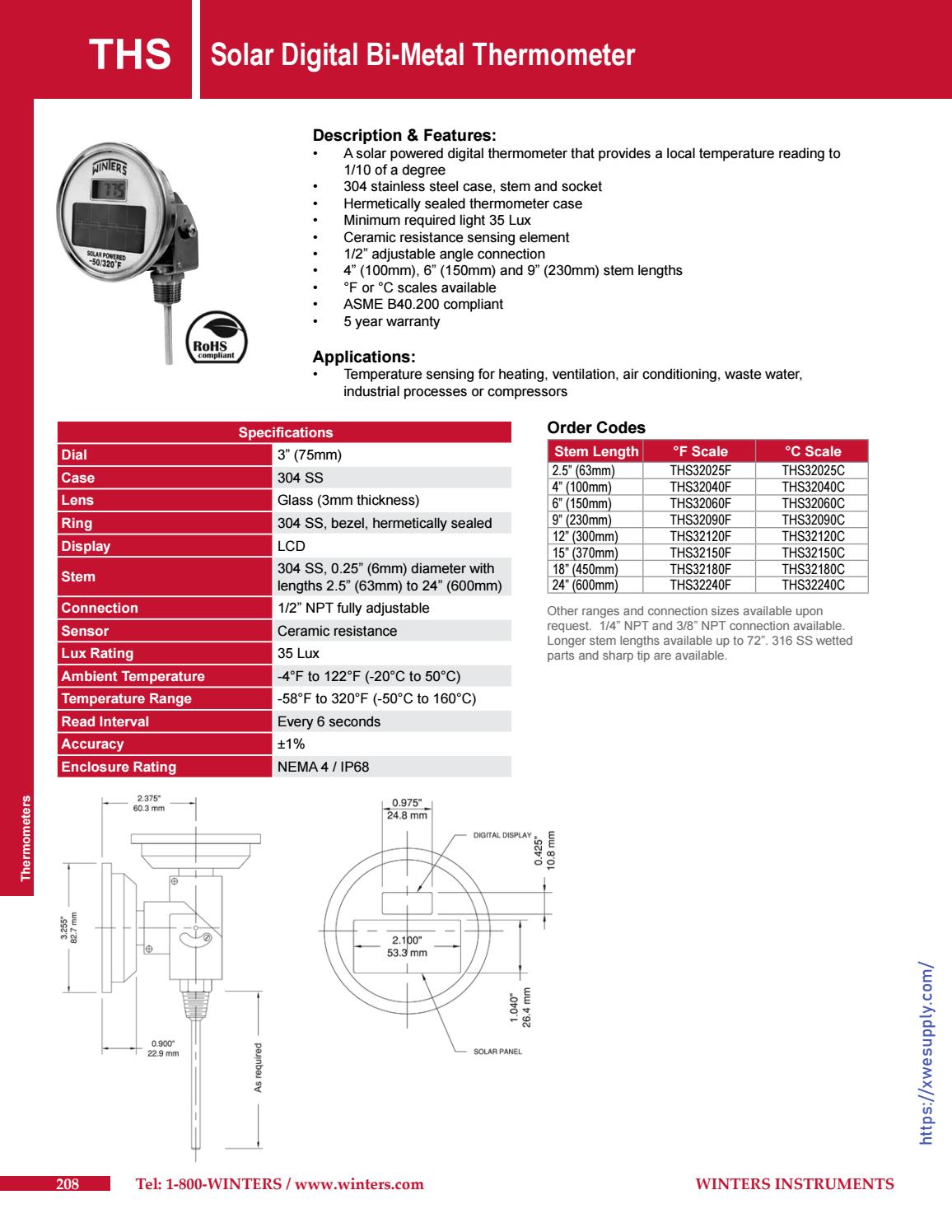 THS Solar Digital Bi-Metal Thermometer- Winters - MENA, Dubai, UAE ...