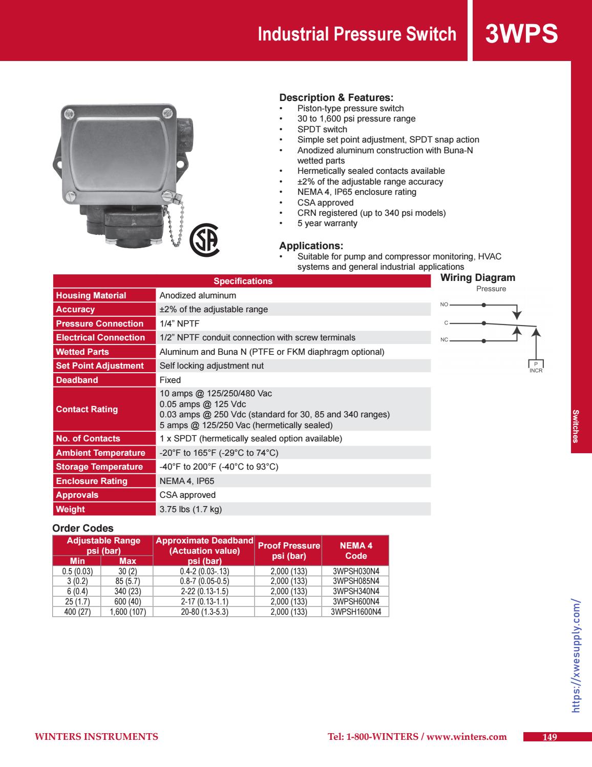3WPS Industrial Pressure Switch - Winters - MENA, Dubai, UAE. https ...