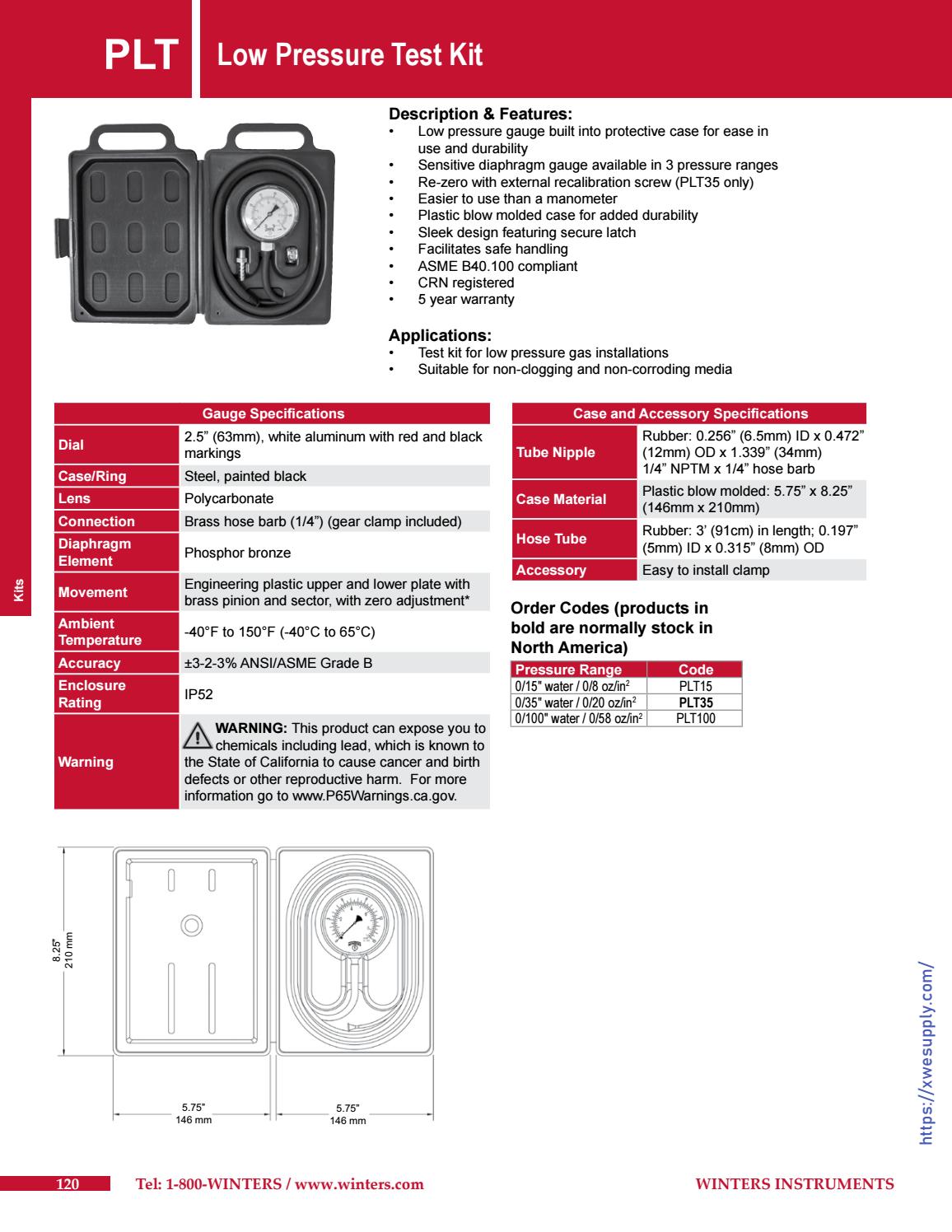 PLT Low Pressure Test Kit - Winters - Middle East North Africa, Dubai ...