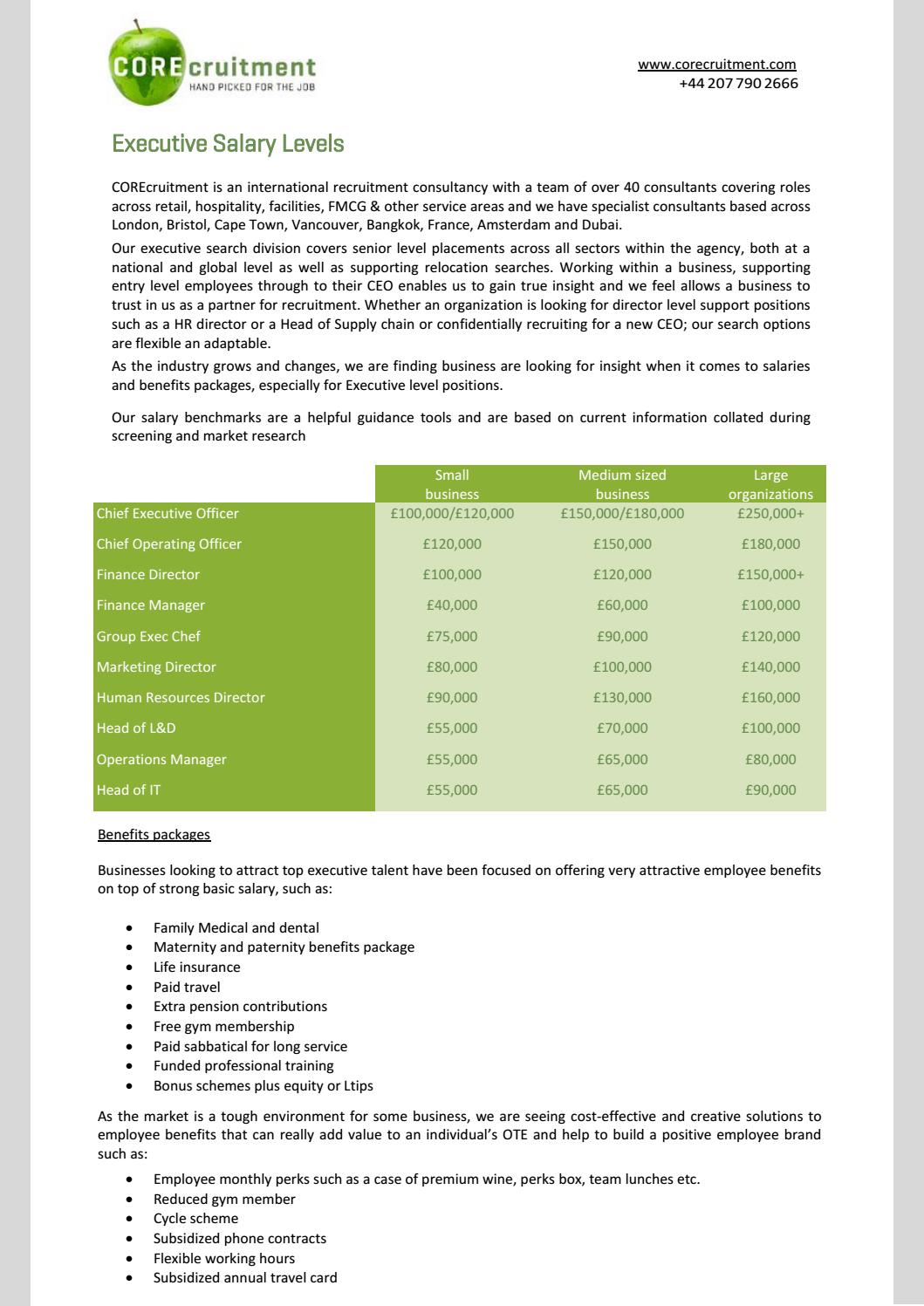 Executive Salary Levels by COREcruitment - Issuu