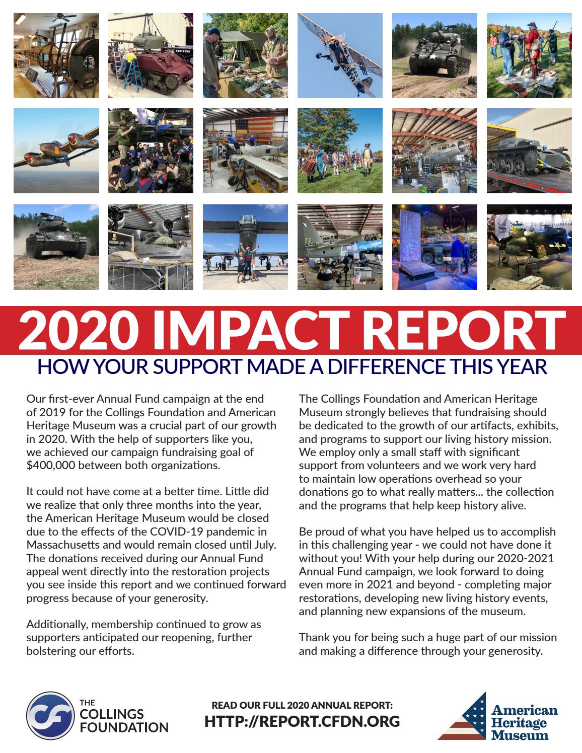 2020 Impact Report - Collings Foundation and American Heritage Museum ...