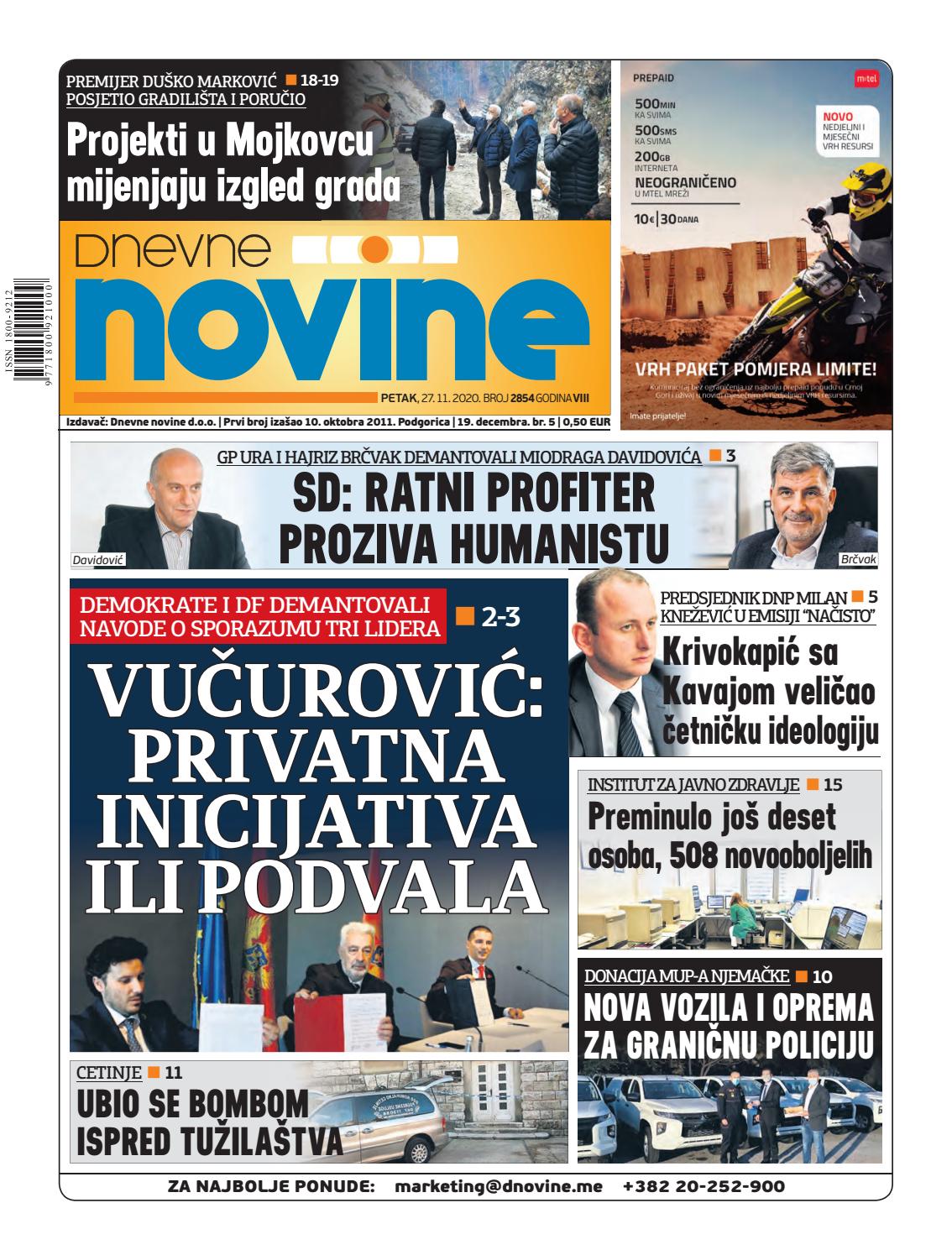 Dnevne novine, 27. novembar, 2020. by Dnevne Novine - Issuu