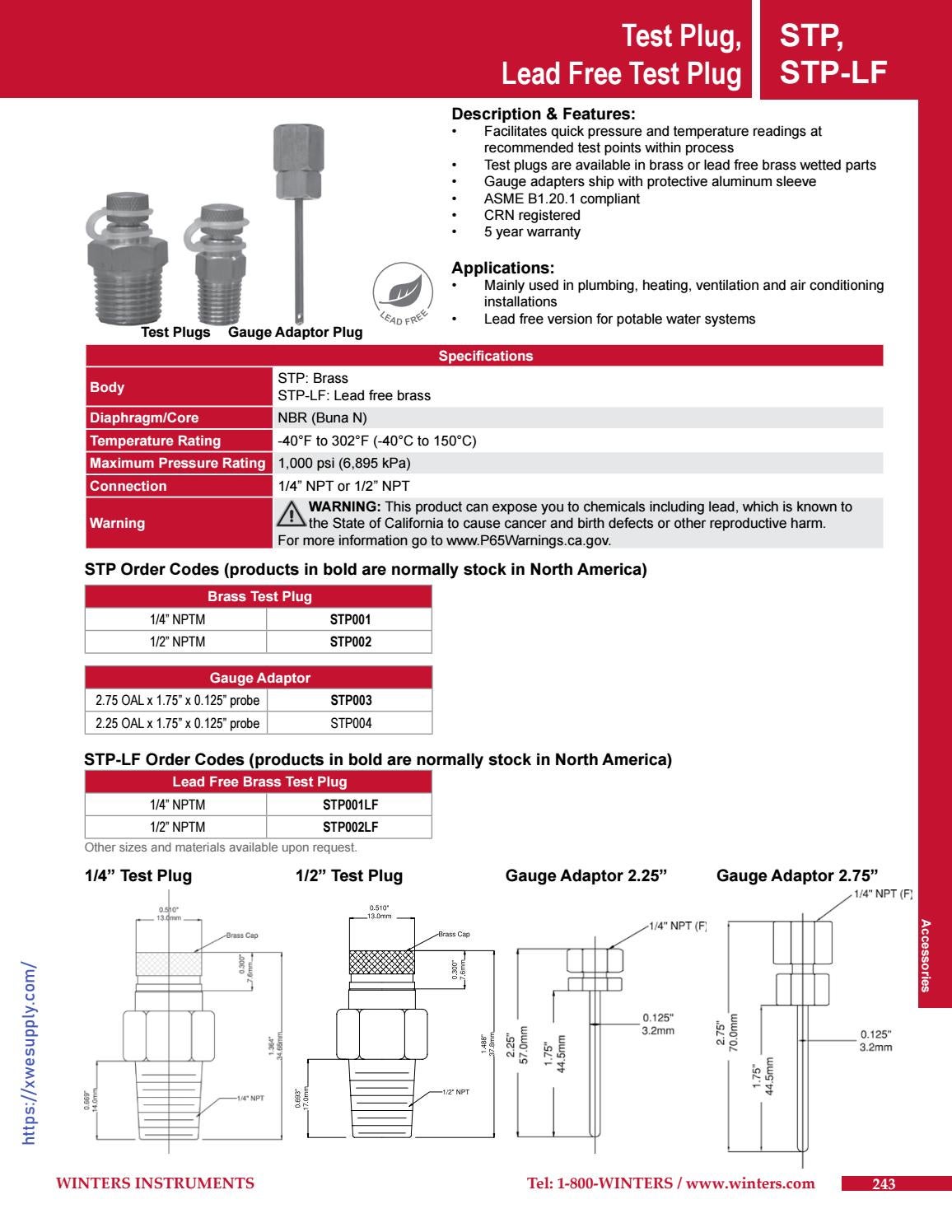 STP Test Plug - Winters - MENA, Dubai, UAE. https://xwesupply.com/ by X ...