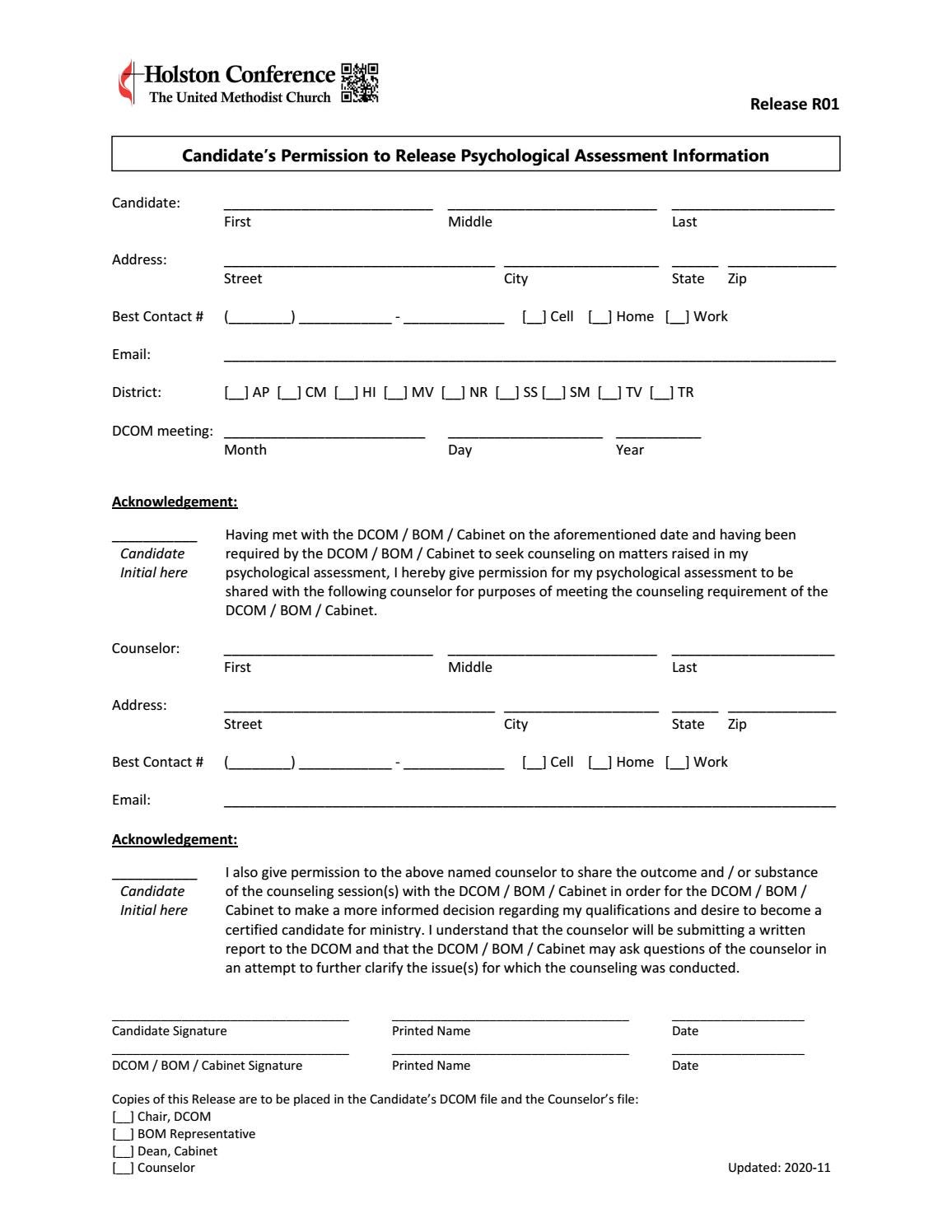 R01-Candidate Release Psychological assessment by Holston Annual ...