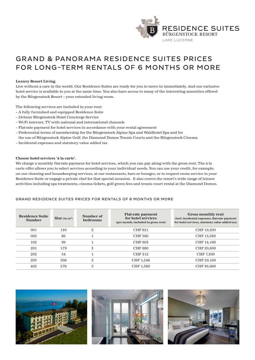 Long-Term Rentals Residence Suites by The Bürgenstock Selection - Issuu