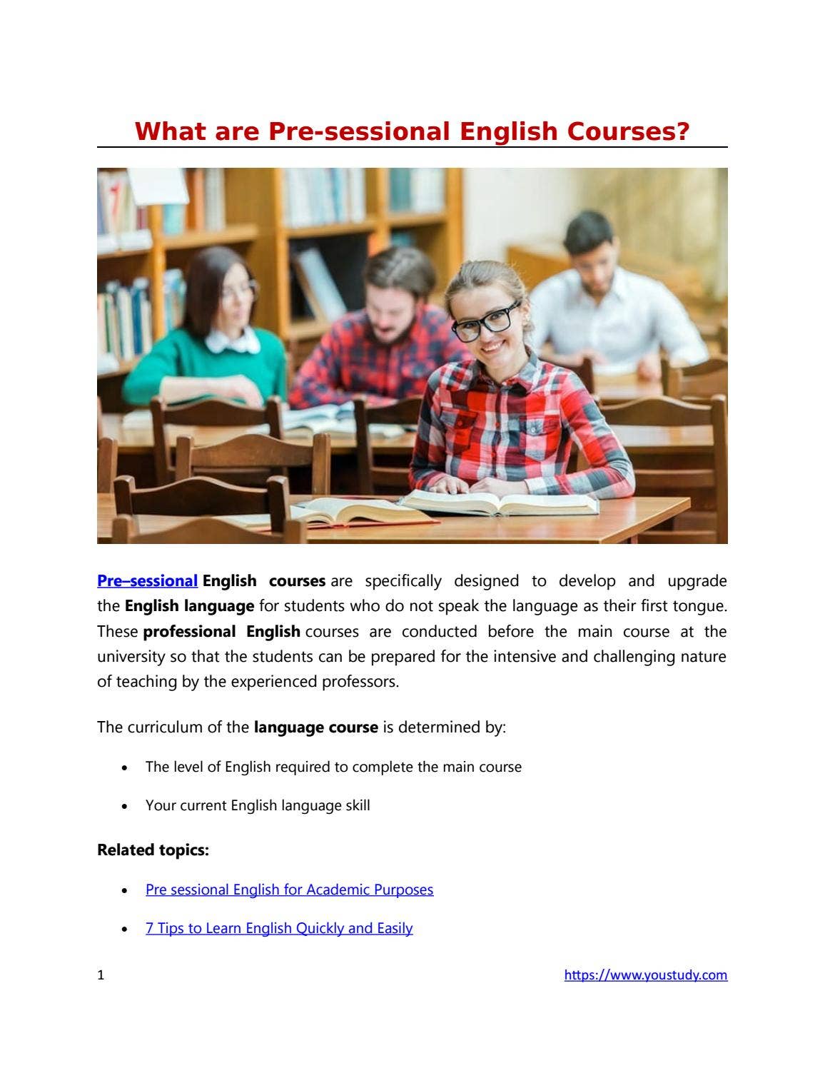 What are Pre-sessional English Courses? by YouStudy - Issuu