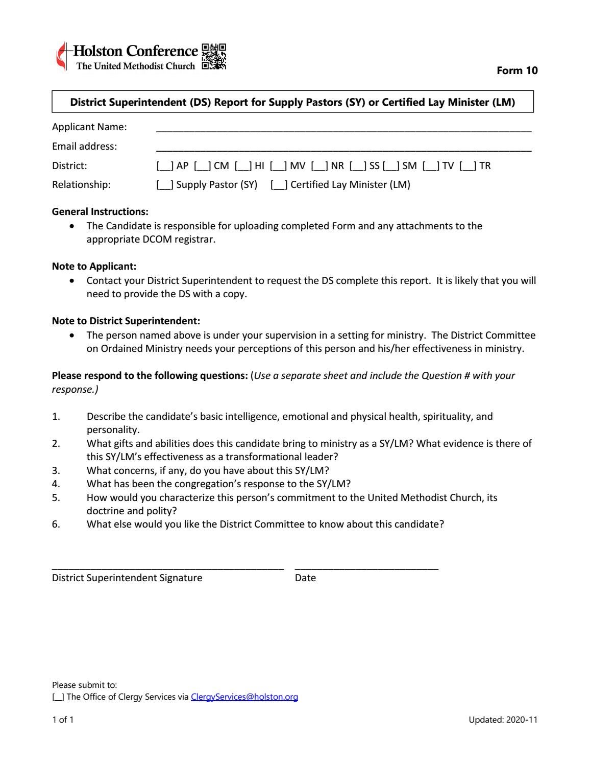 Form 10 - DS Report - DSA and LM by Holston Annual Conference - Issuu