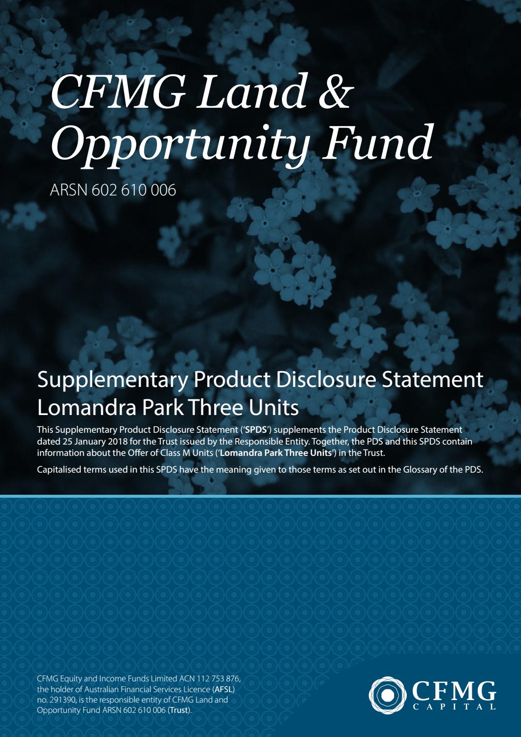 Lomandra Park Three - Land & Opportunity Fund SPDS by CFMG_Capital - Issuu