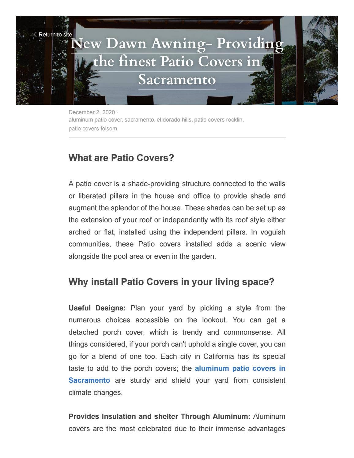 New Dawn Awning- Providing the finest Patio Covers in Sacramento by New ...