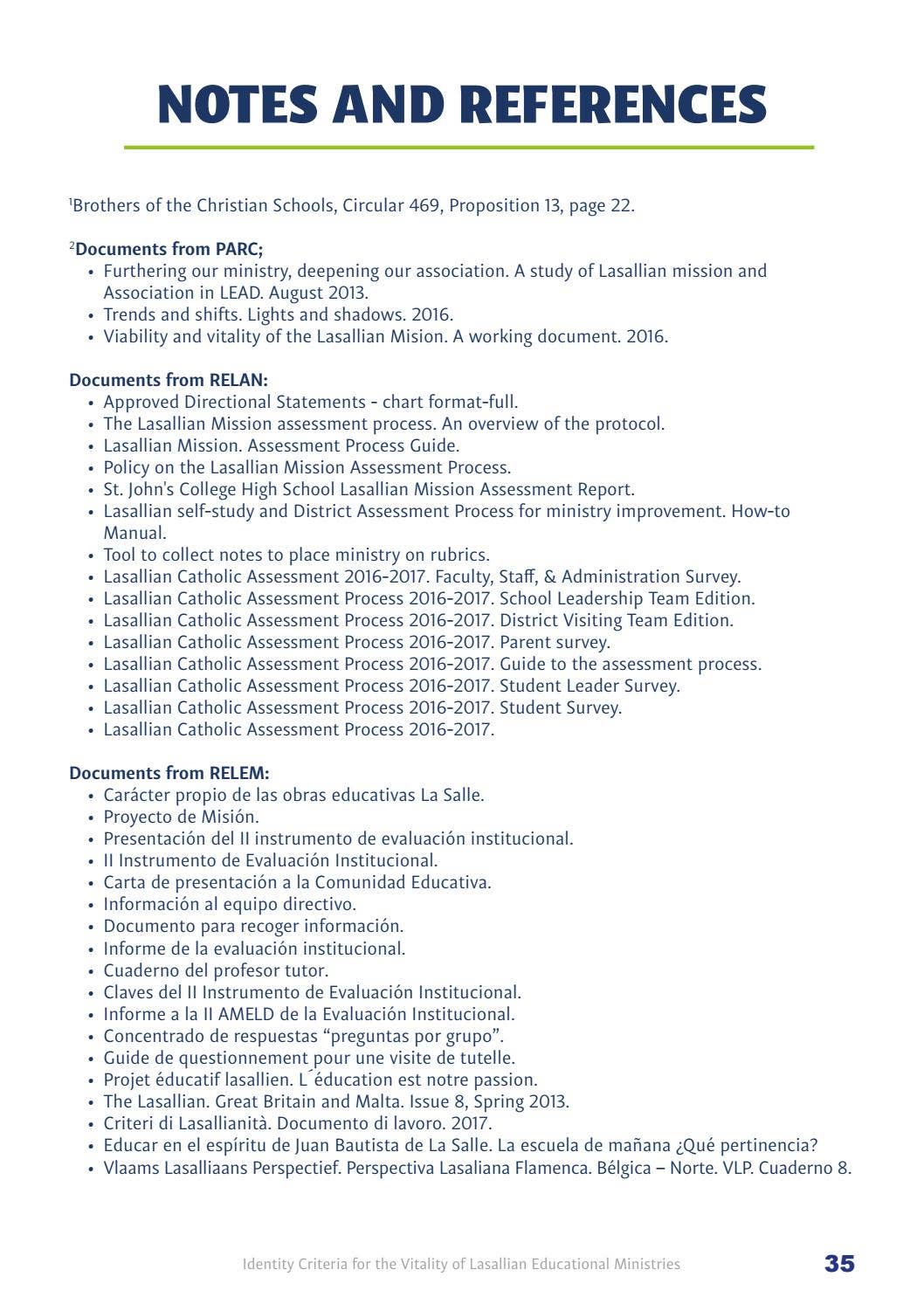 IDENTITY CRITERIA FOR THE VITALITY OF LASALLIAN EDUCATIONAL MINISTRIES ...