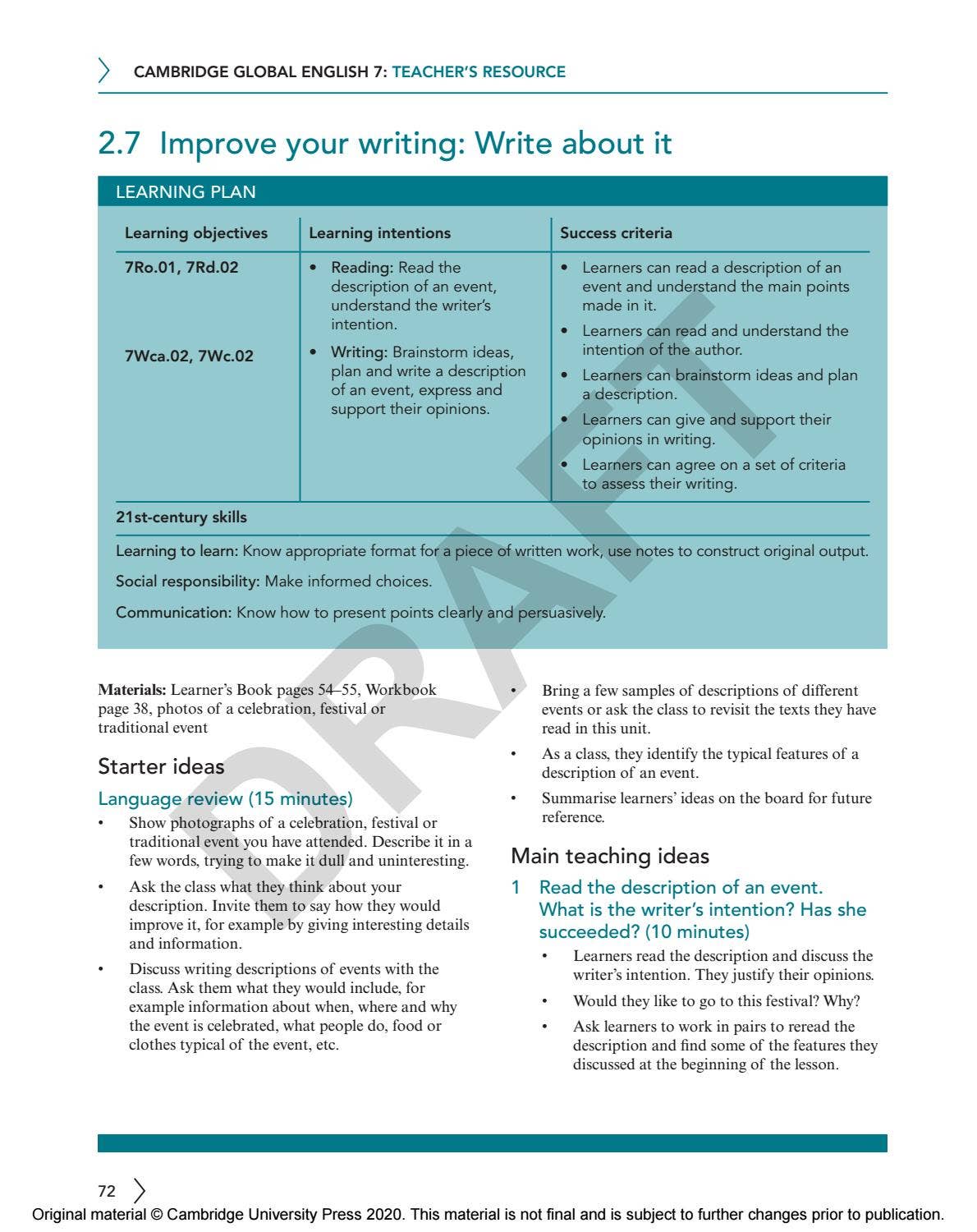 Global English TEACHER’S RESOURCE 7 Sample by Cambridge International ...