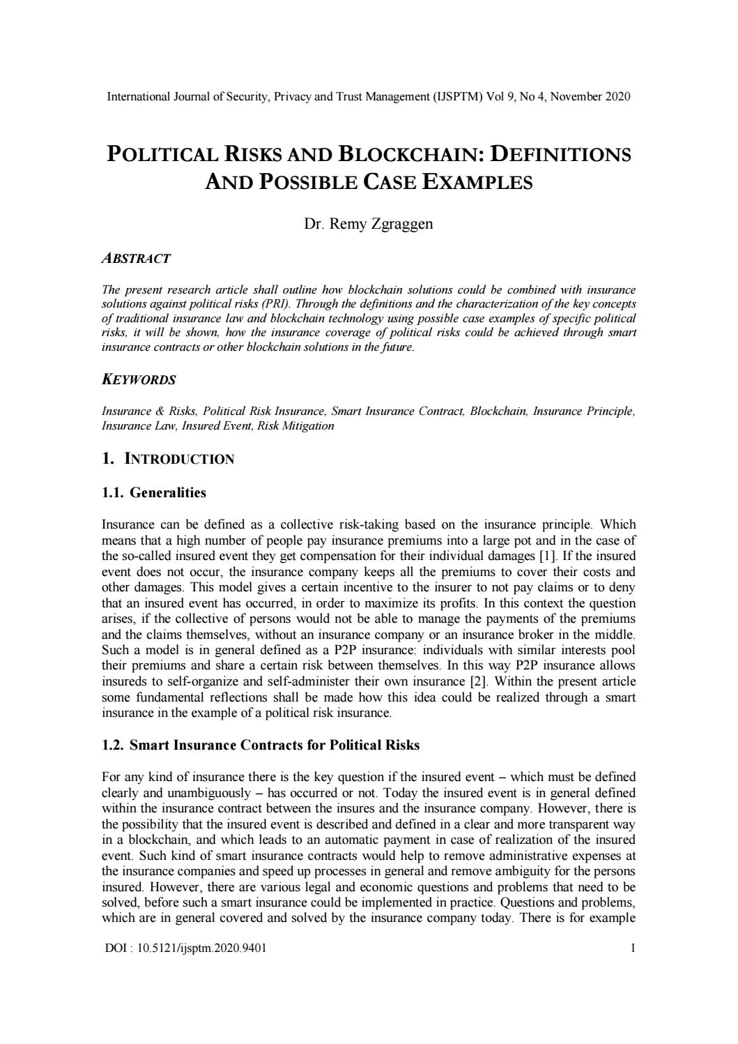 Political Risks and Blockchain: Definitions and Possible Case Examples ...