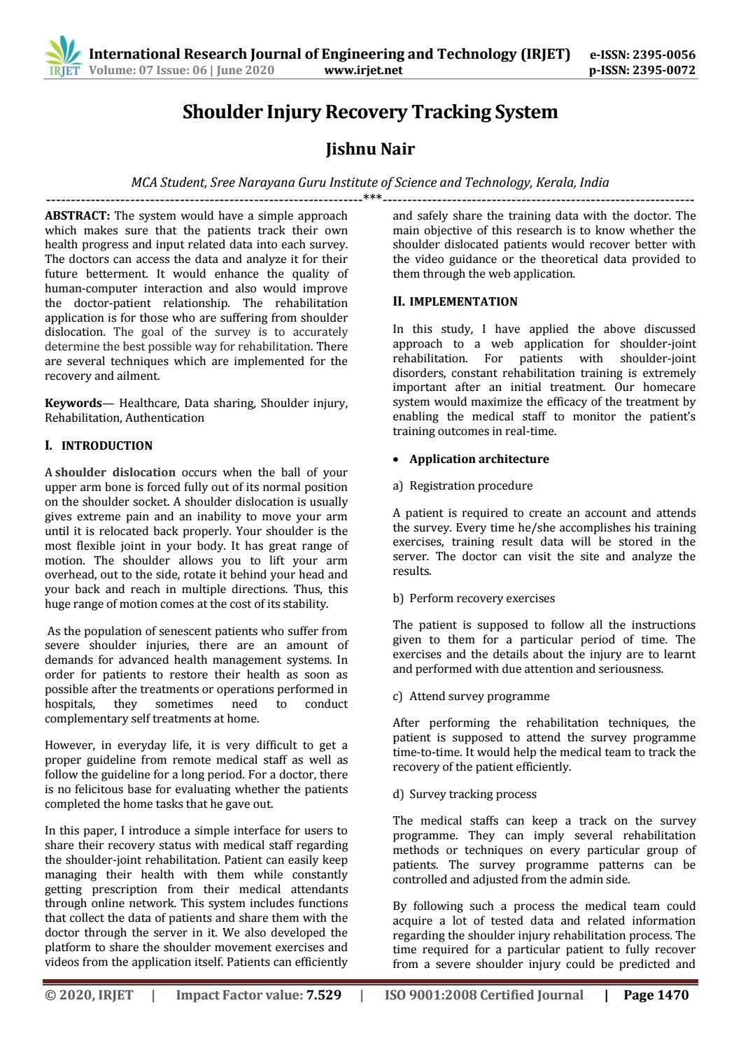 IRJET- Shoulder Injury Recovery Tracking System by IRJET Journal - Issuu