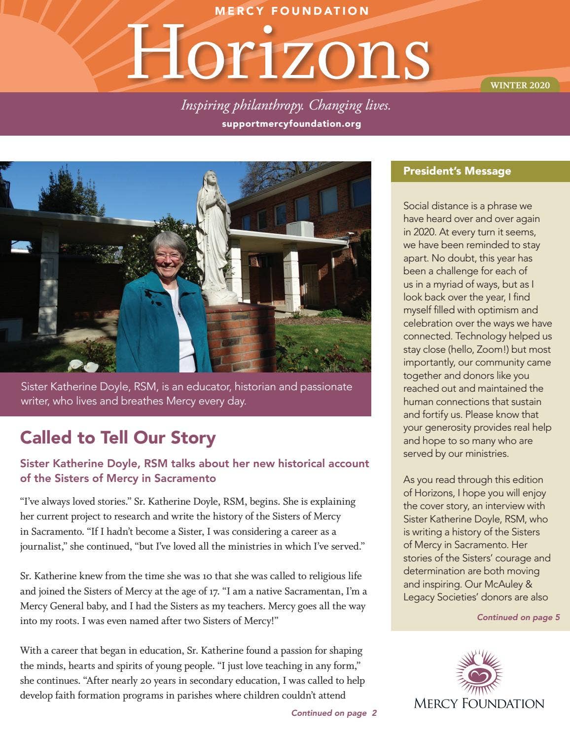 Horizons Winter 2020 by Mercy Foundation - Issuu