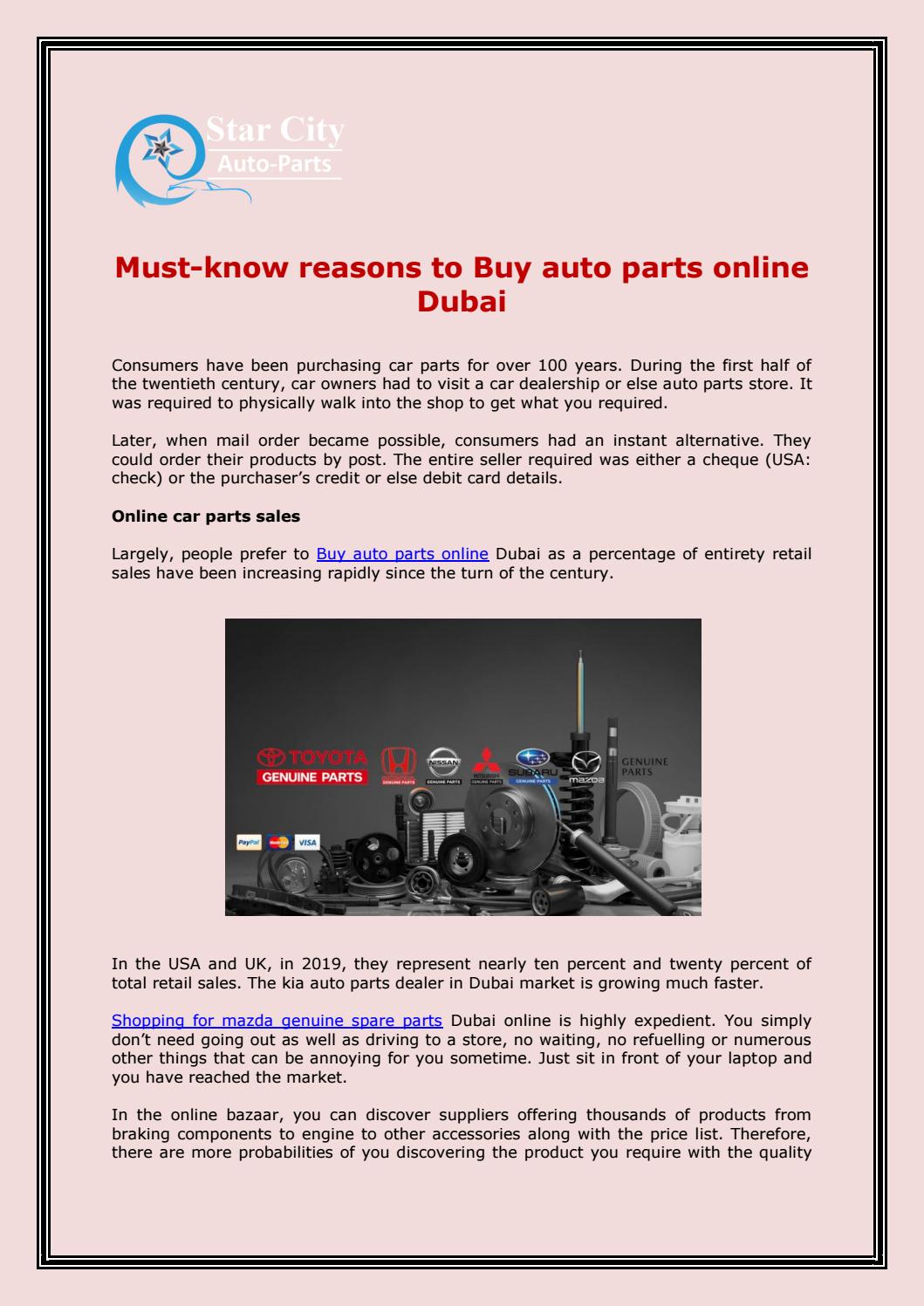 Must-know Reasons to Buy Auto Parts Online Dubai by Starcity Autos - Issuu