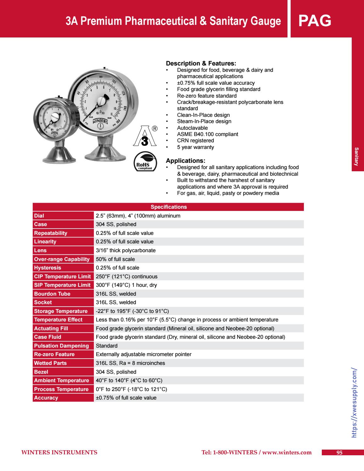 PAG 3A Premium Pharmaceutical & Sanitary Gauge - Winters - MENA, Dubai ...