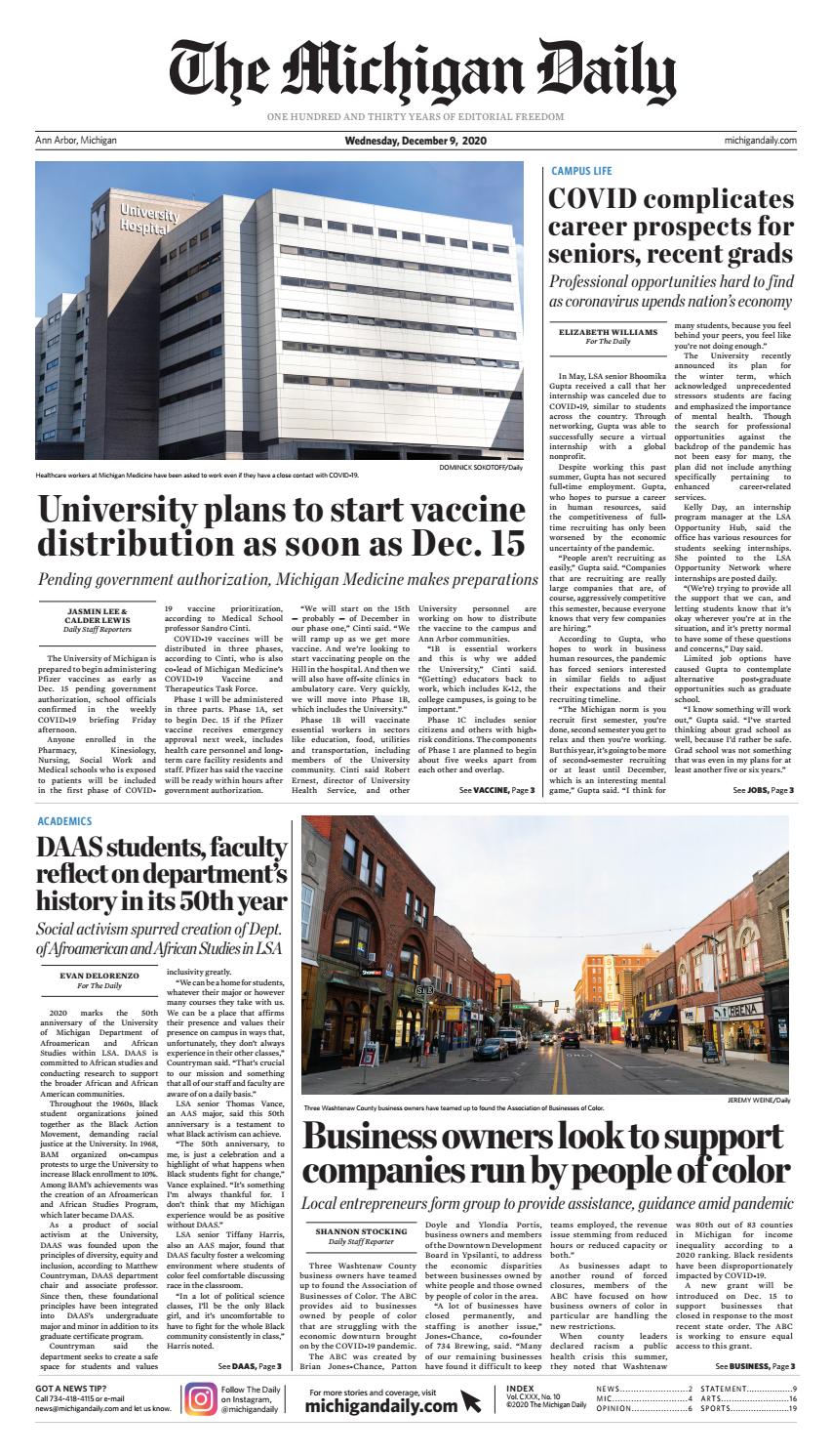 2020-12-09 by The Michigan Daily - Issuu