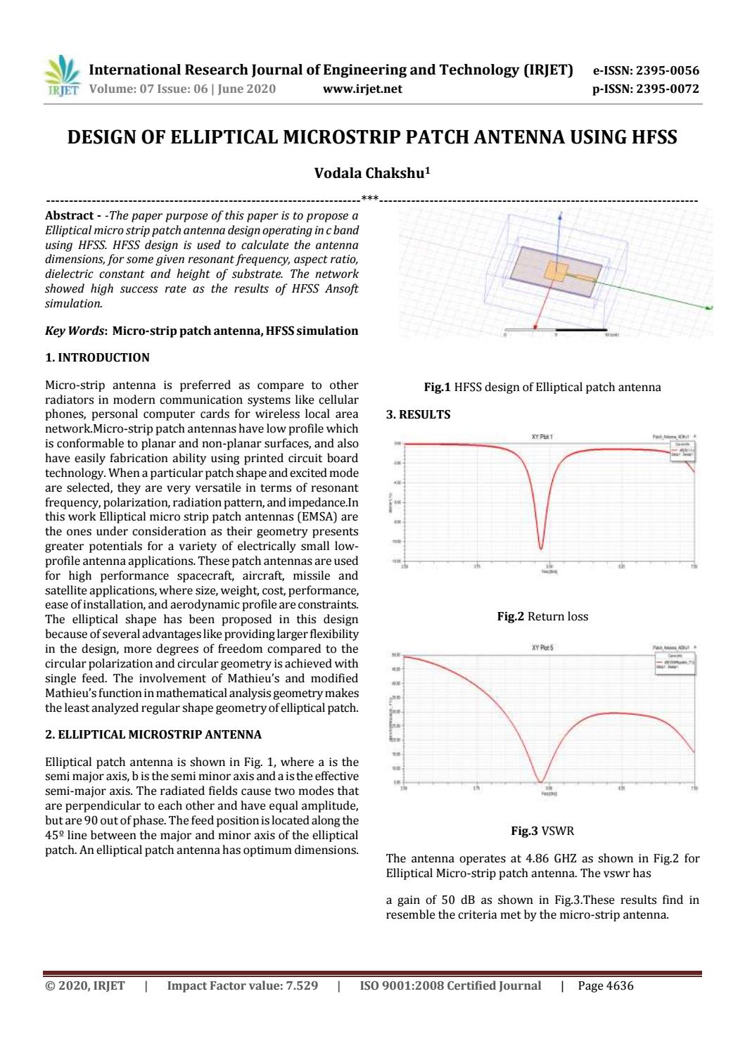 IRJET- Design of Elliptical Microstrip Patch Antenna using HFSS by IRJET Journal - Issuu