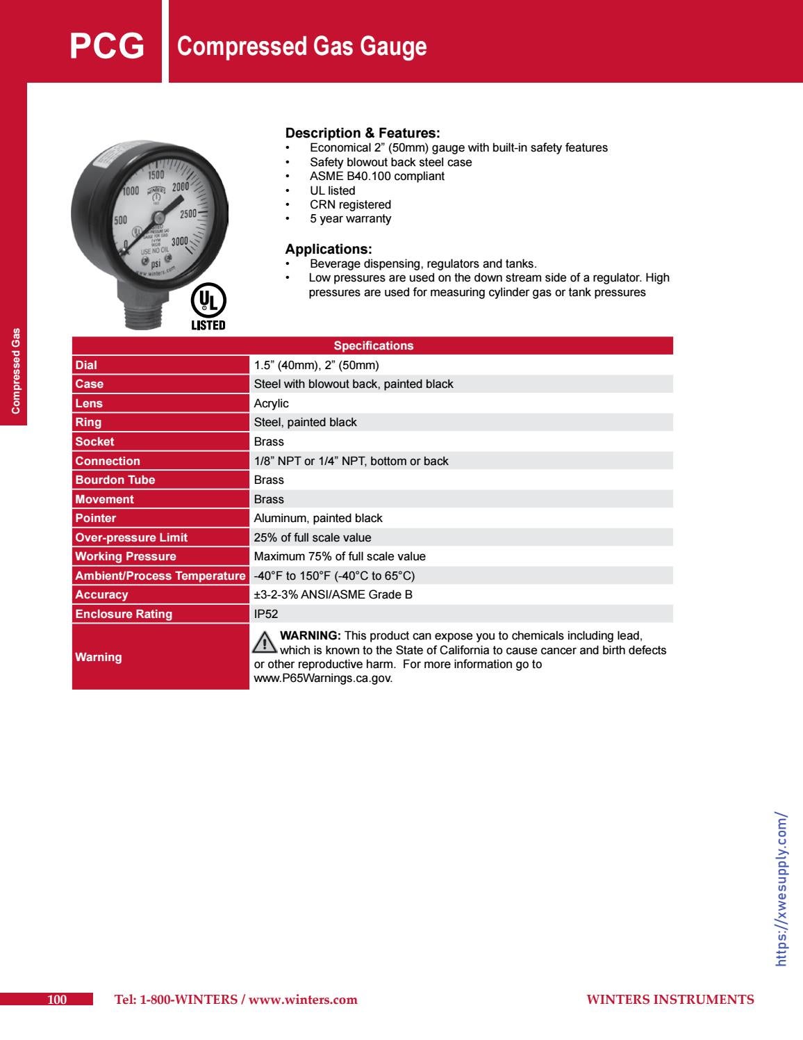 PCG Compressed Gas Gauge - Winters - MENA, Dubai, UAE. https ...