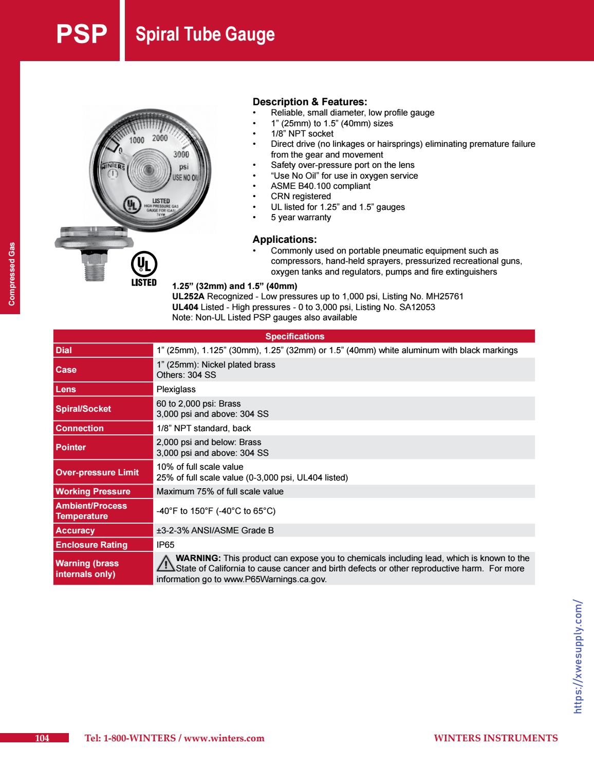 PSP High-Volume OEM Spiral Tube Gauge - https://xwesupply.com/ by X ...