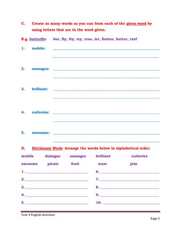 YEAR 4 ENGLISH WORKSHEET by Adi Ateca Manuqalo Wainibitu - Issuu