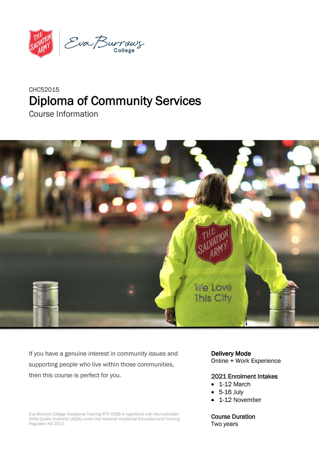 Diploma of Community Services Course Information by EvaBurrowsCollege ...